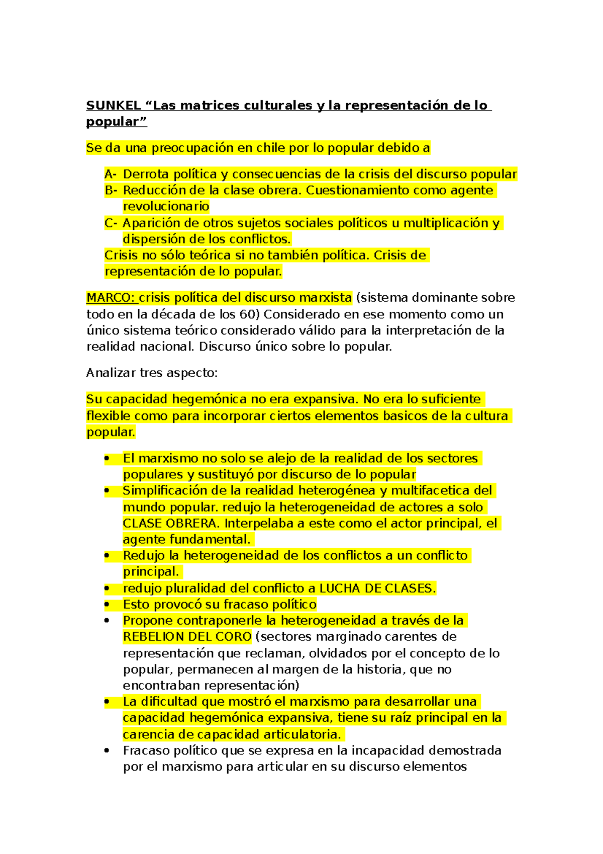 Sunkel Resumen - SUNKEL “Las matrices culturales y la representación de ...