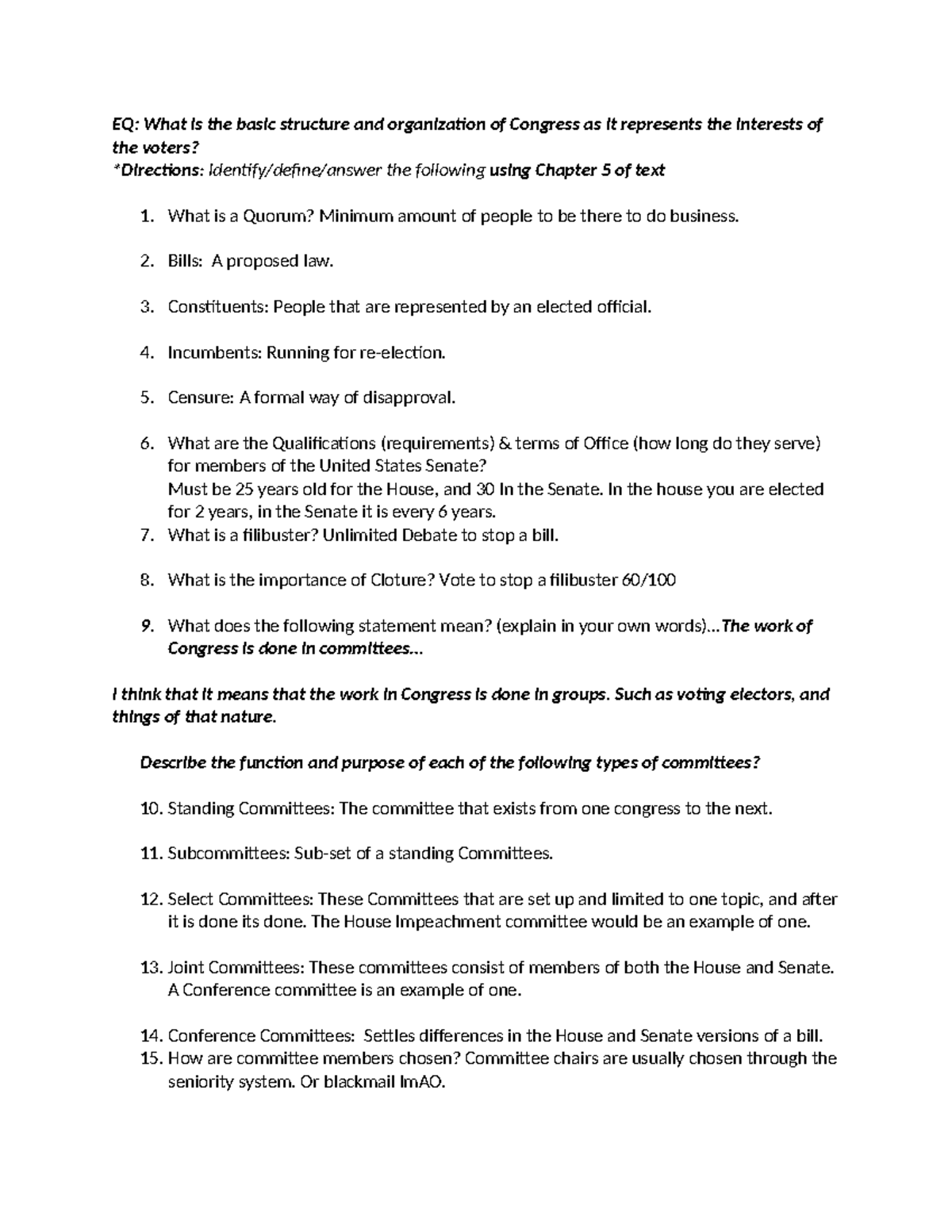 Civics Chapter 5 Condensed - EQ: What is the basic structure and ...