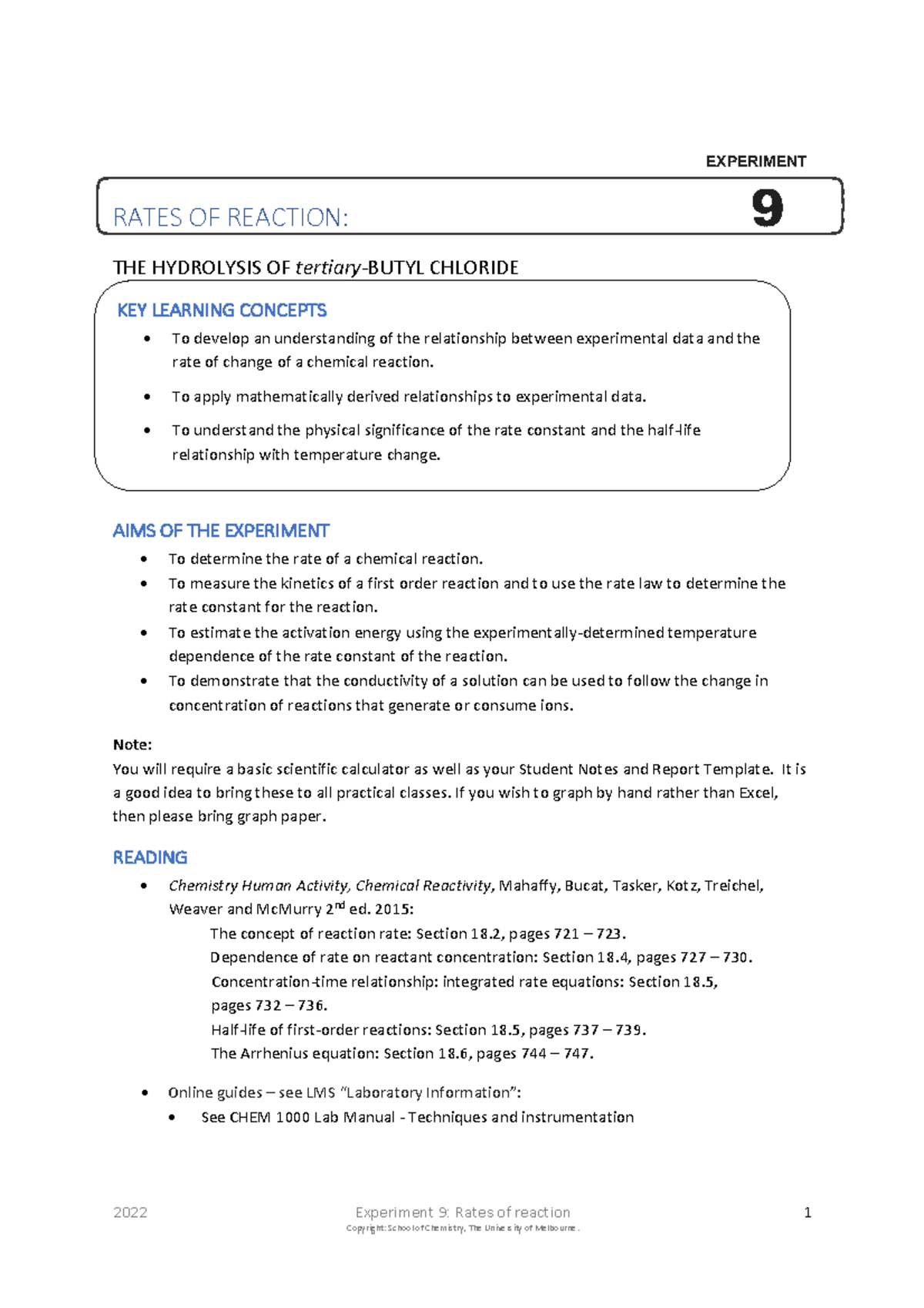 Experiment+9+Student+Notes+july S 2+2022 - 2022 Experiment 9: Rates of ...