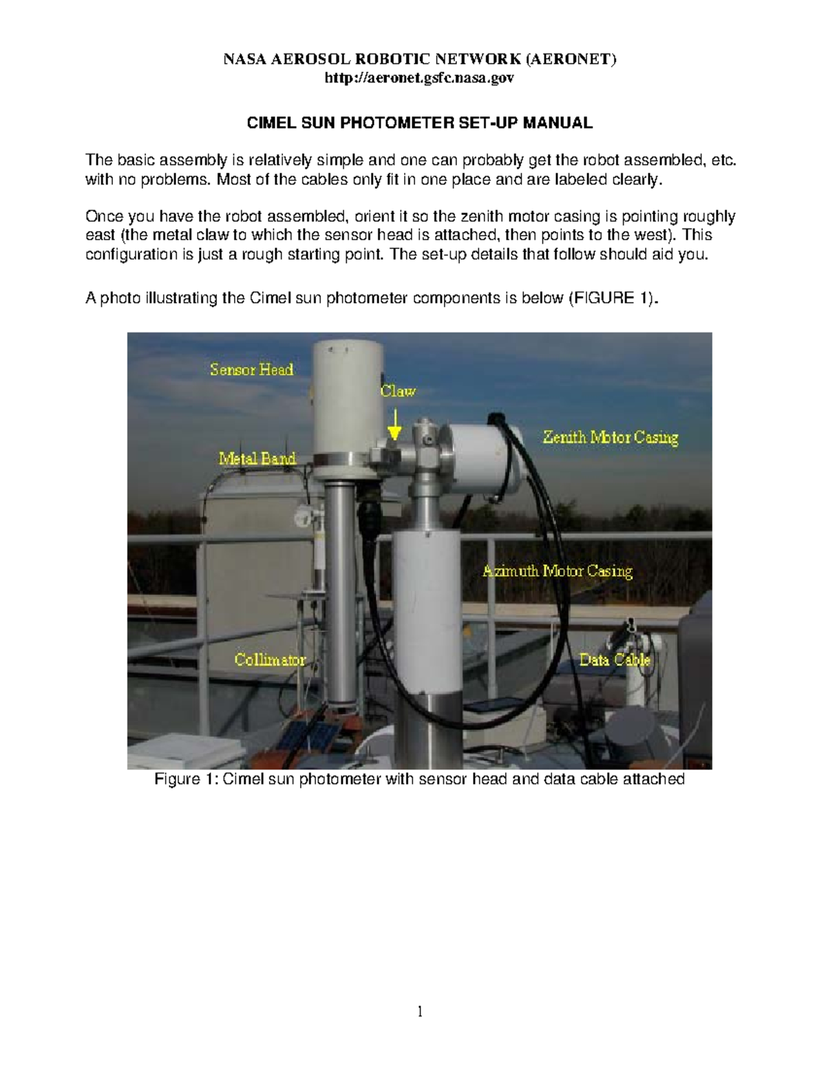 Cimel set up - tesis - aeronet.gsfc.nasa CIMEL SUN PHOTOMETER SET-UP ...