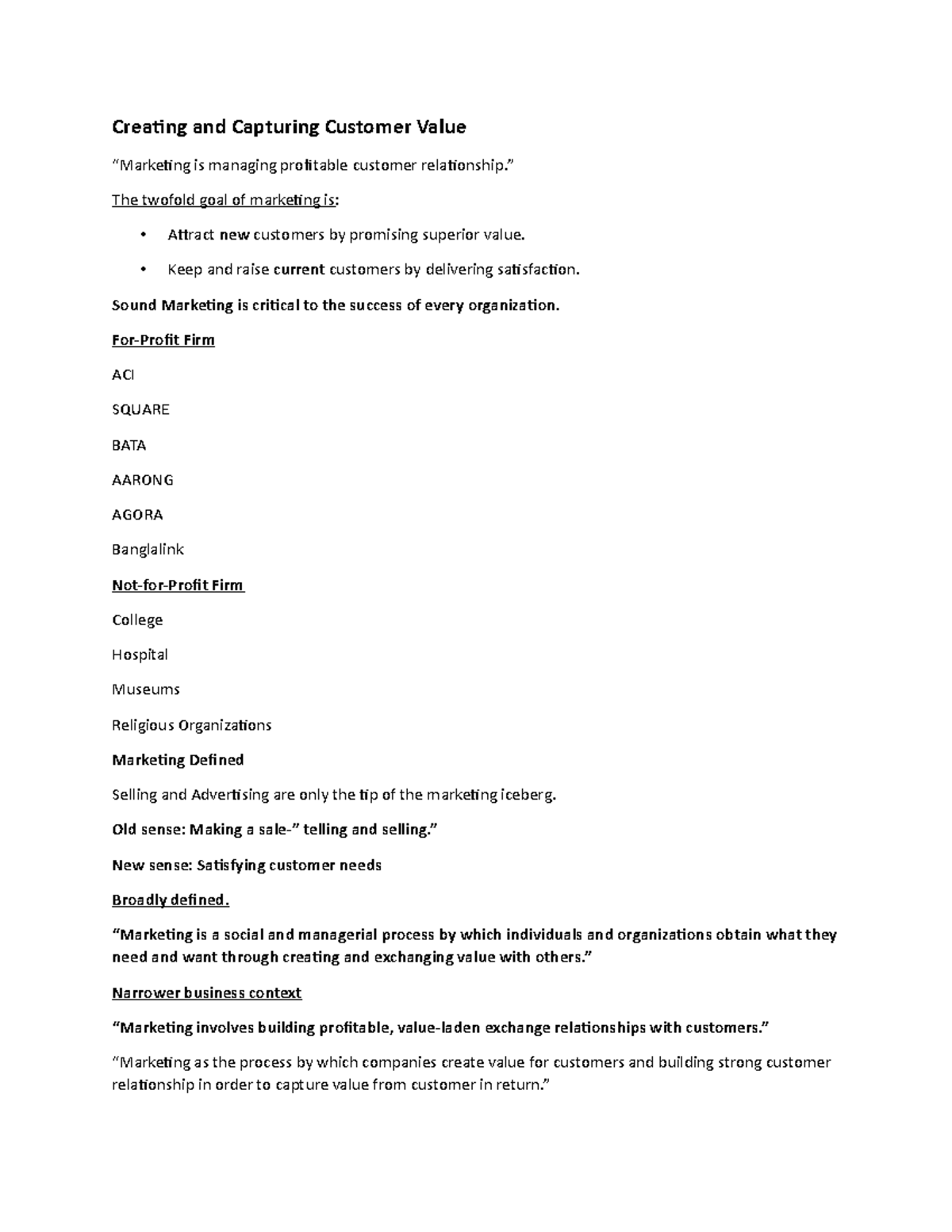 Creating and Capturing Customer Value - Creating and Capturing Customer ...