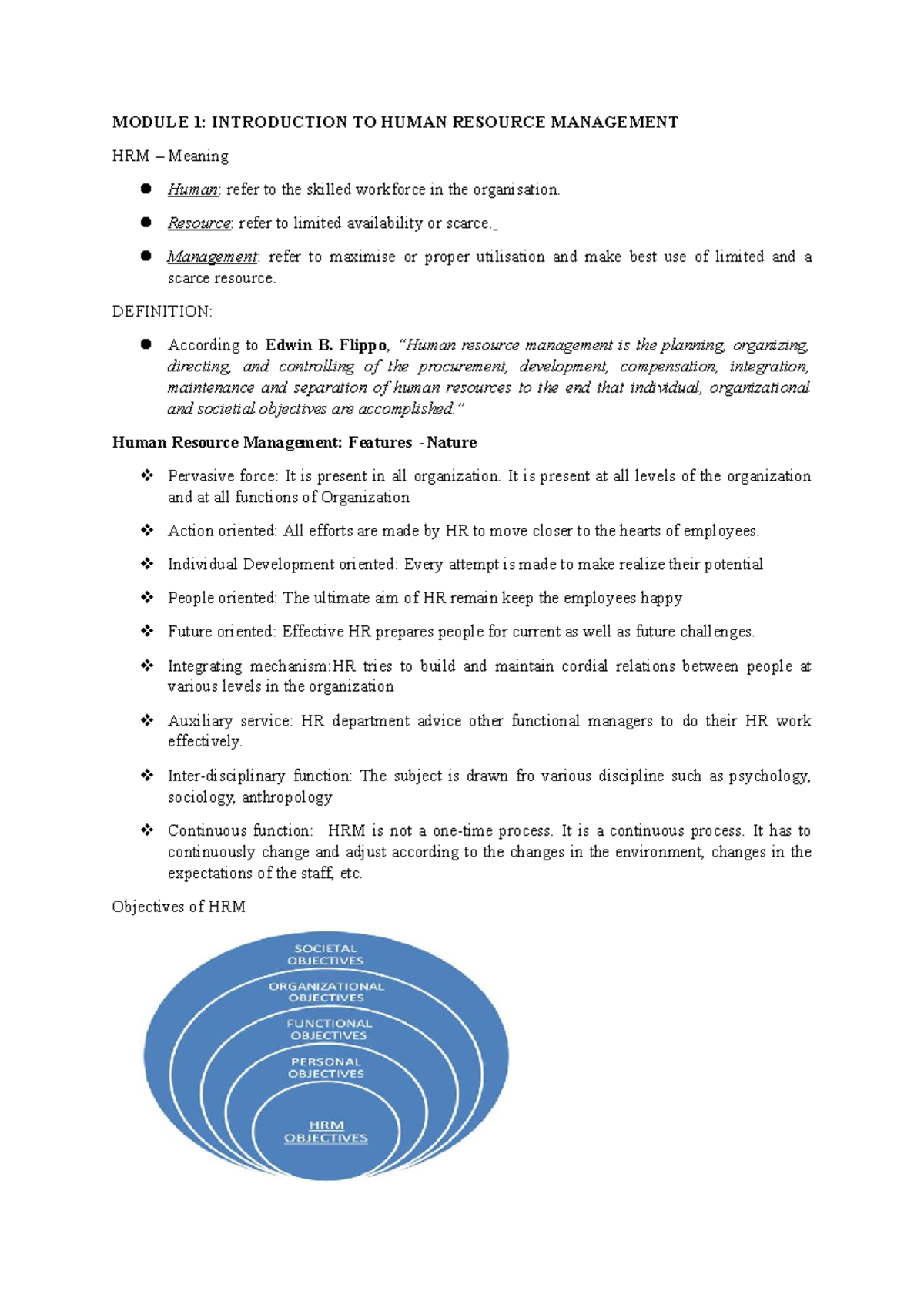 Bba important notes - MODULE 1: INTRODUCTION TO HUMAN RESOURCE ...