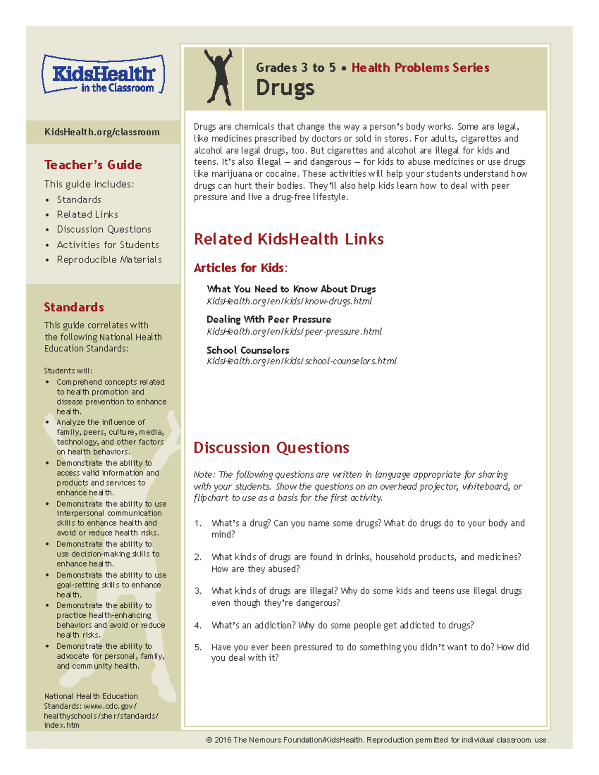 Drugs - KidsHealth/classroom Grades 3 to 5 • Health Problems Series ...