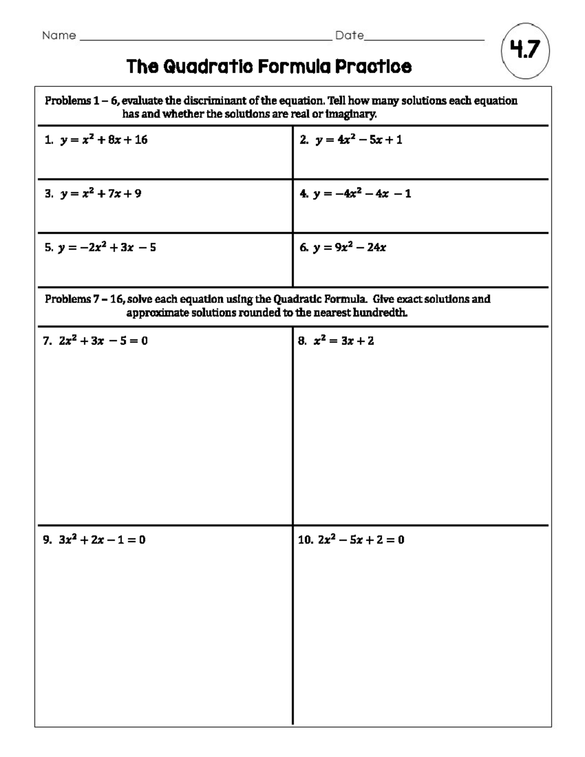 Quadratic Formula HW - MATH 124 - Studocu