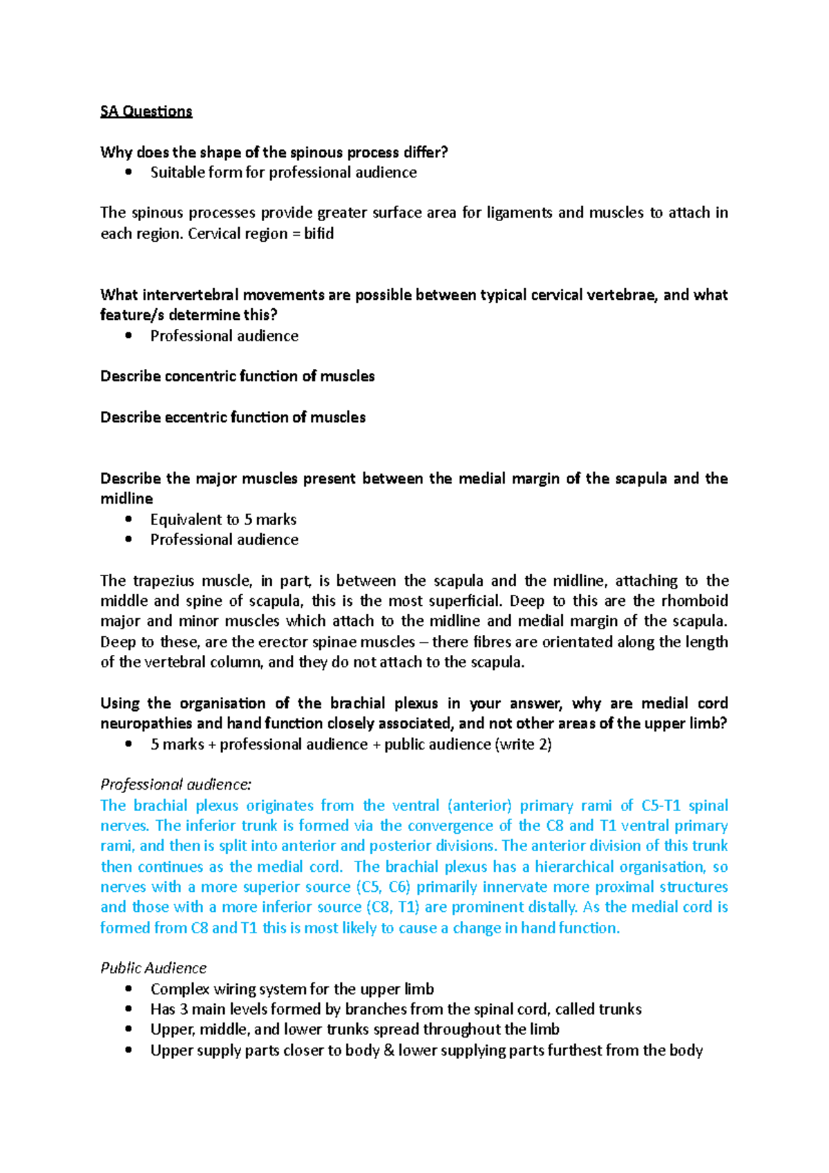 SA Questions - SA Questions Why does the shape of the spinous process ...