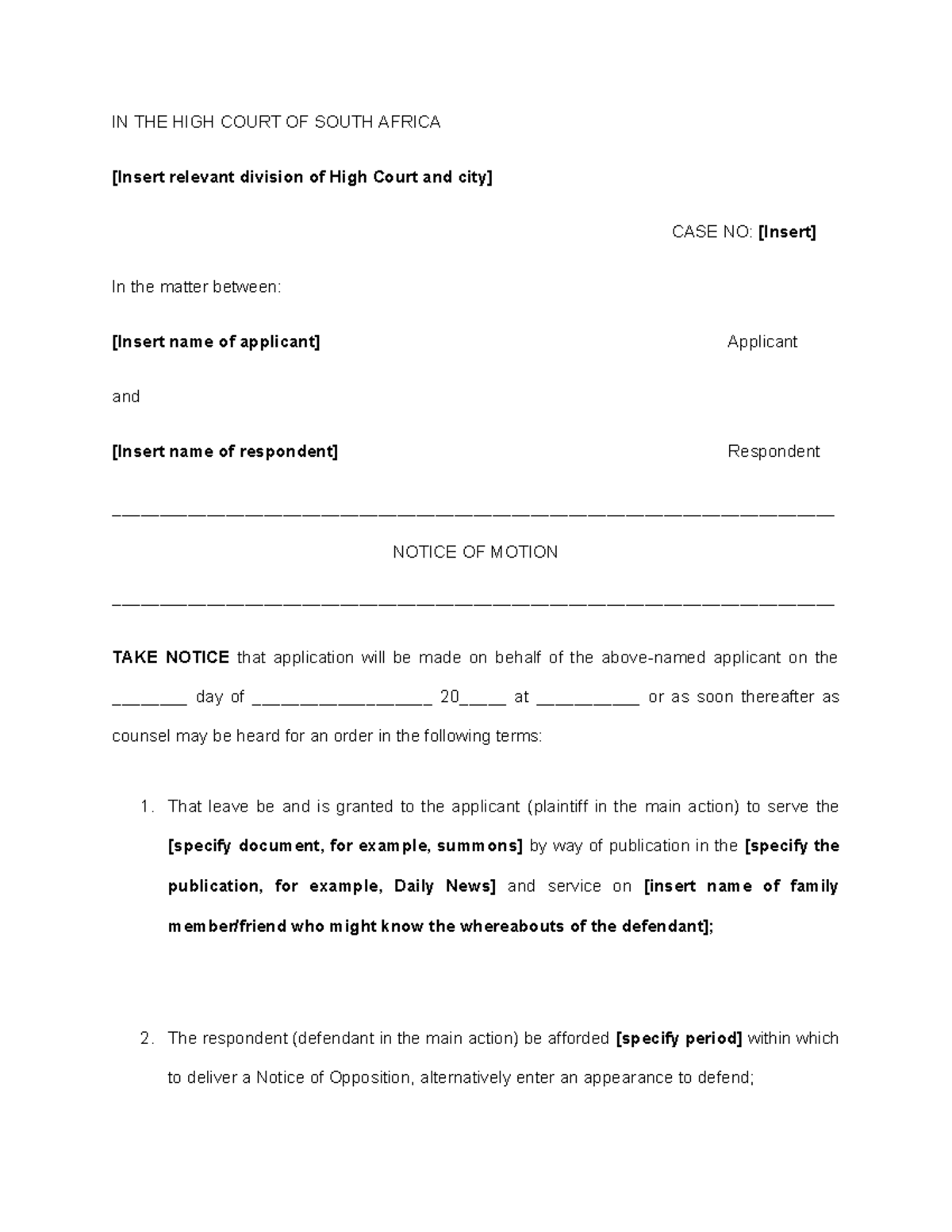 Application for substituted service - CIV302 - UWC - Studocu