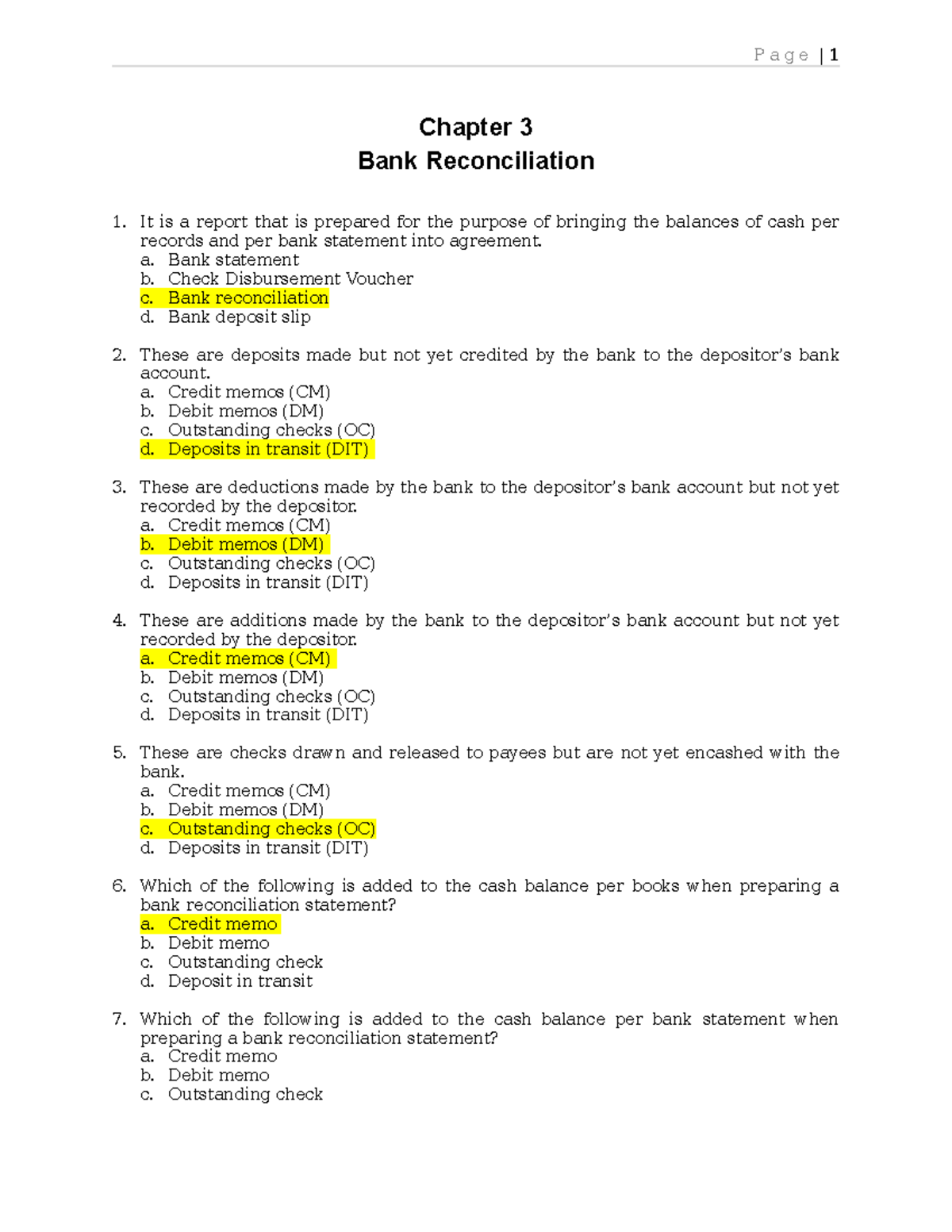 Chapter 3 BANK Reconciliation - Chapter 3 Bank Reconciliation It is a ...