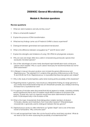 Module 6 Revision questions Answers - 2008NSC General Microbiology ...