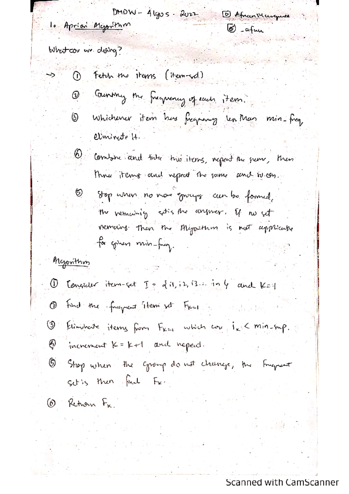 DMDW ALGO Handwritten - Data Mining - Studocu