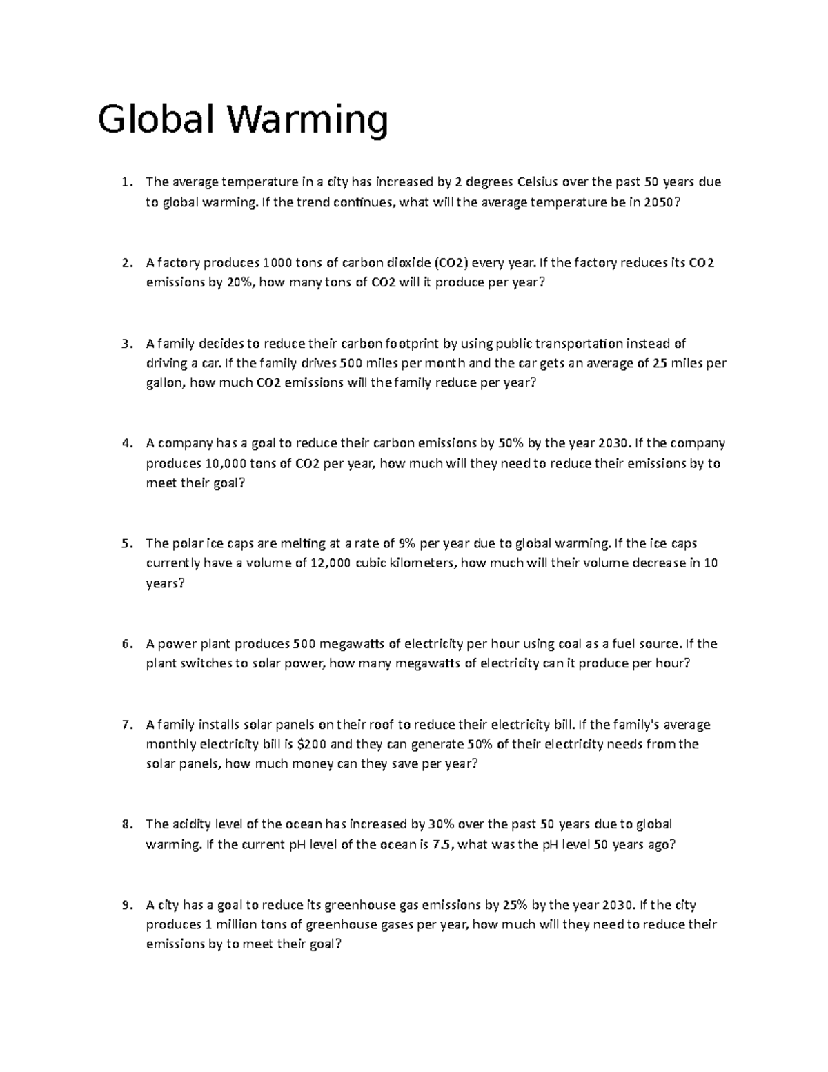 Global Warming - self made worksheet for basic thermodynamics - Global ...