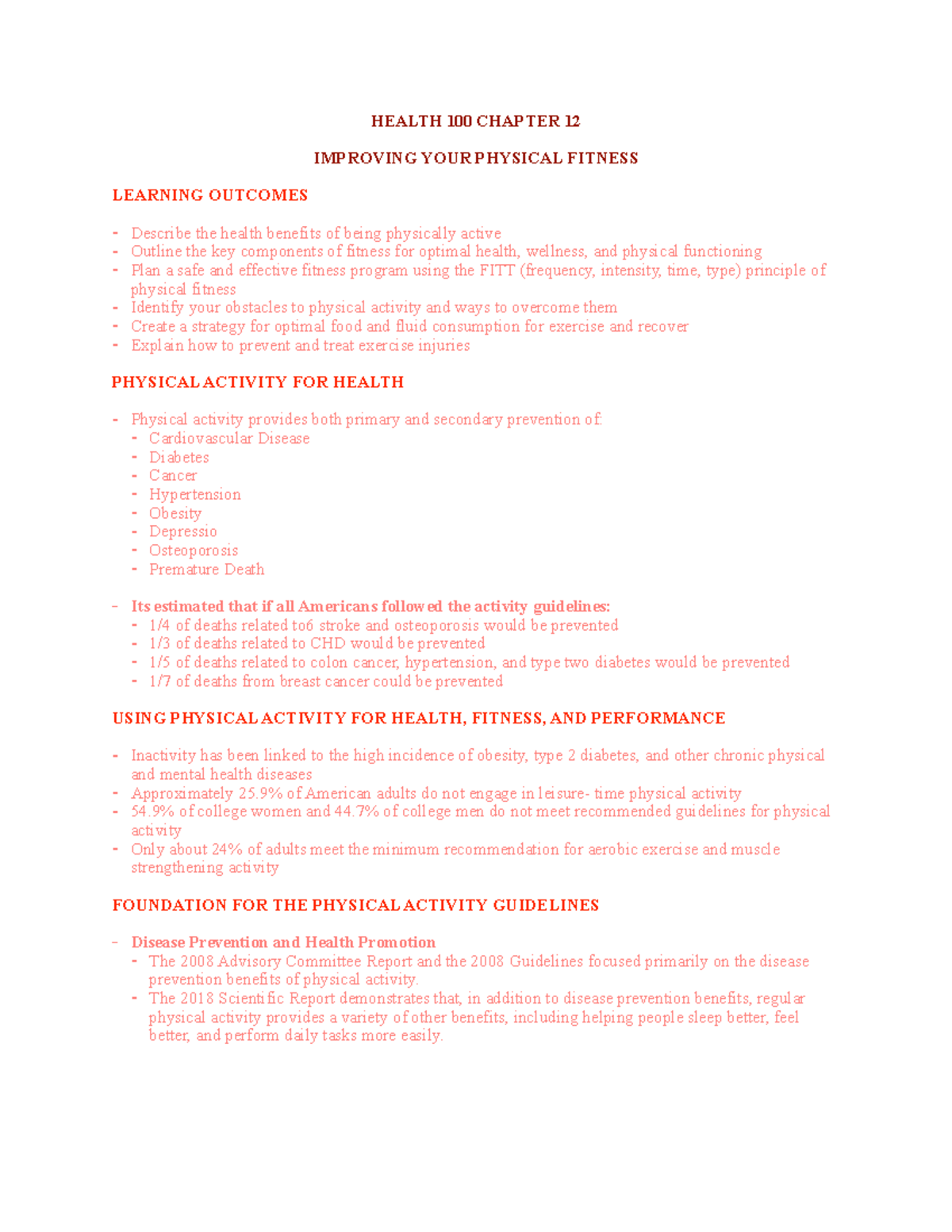 HTH Chapter 12 - these are lecture notes for health 100 with Laura ...