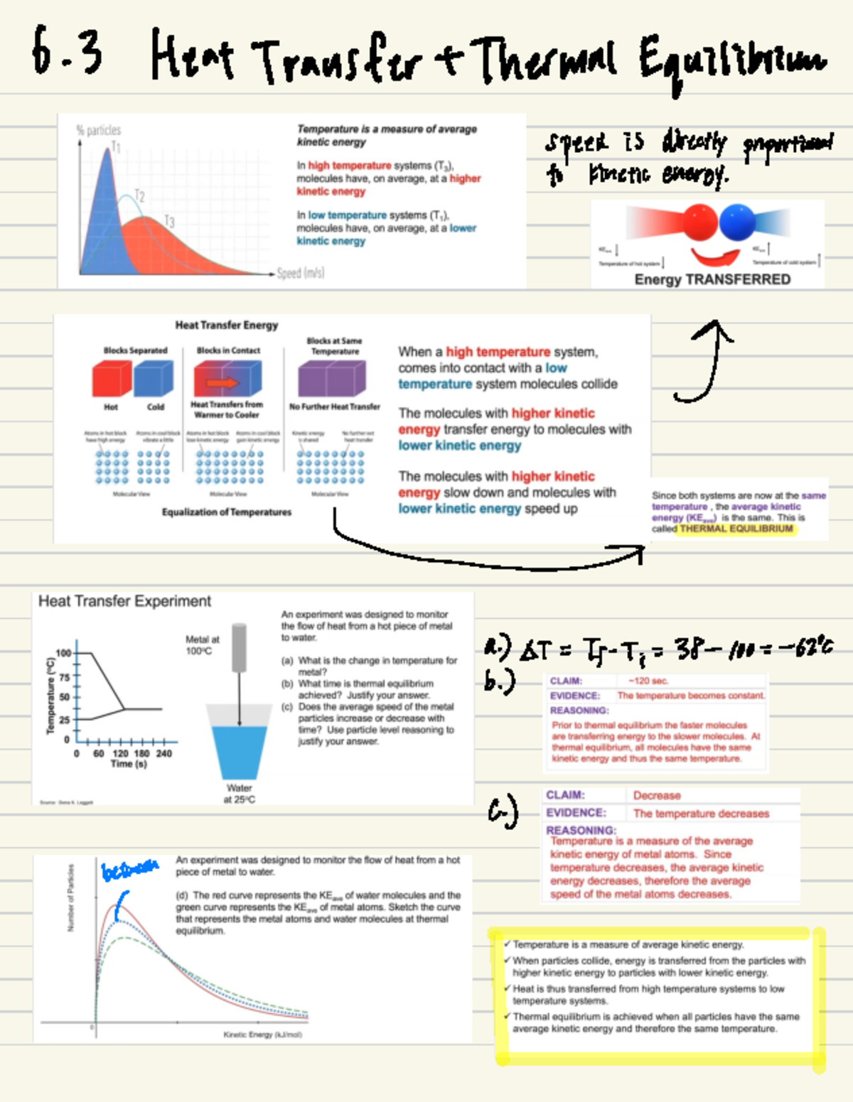 6.3 notes - Thermodynamics - CHEM 1101 - 6. 3 Heat Transfer + Thermal ...