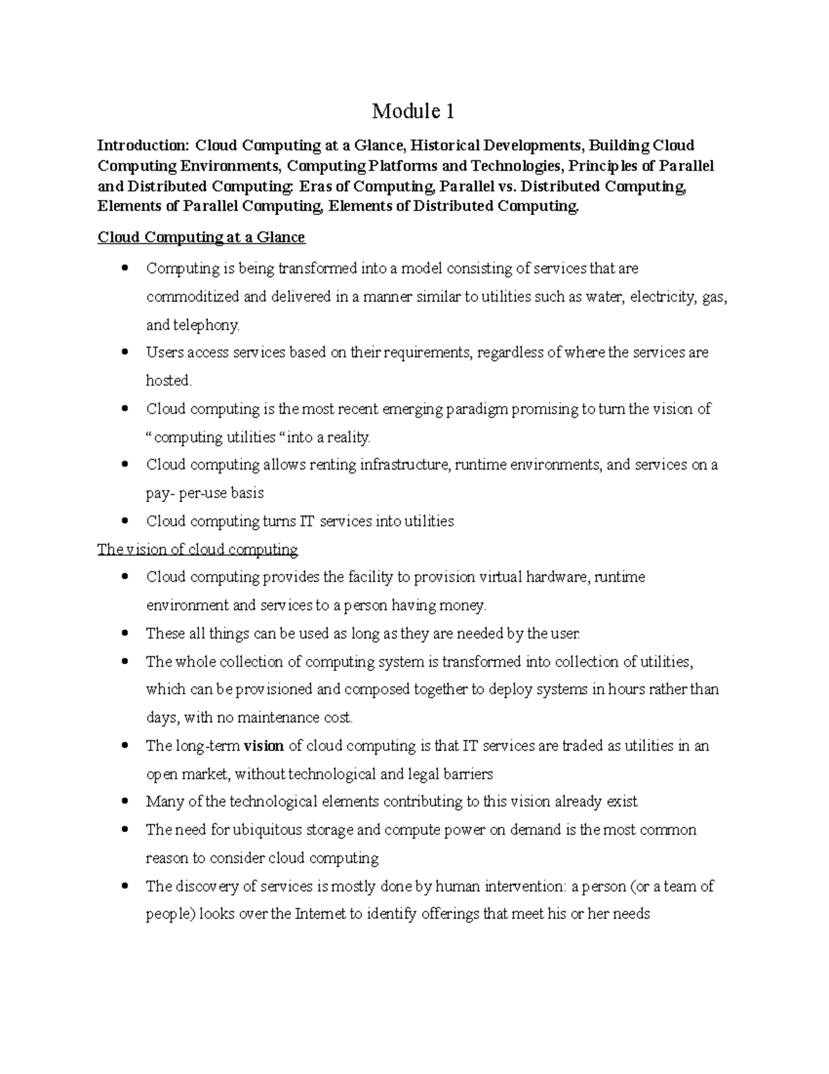 Module 1 Cloud Cloud Computing For Sixth Semester Bca Module 1 Introduction Cloud Computing