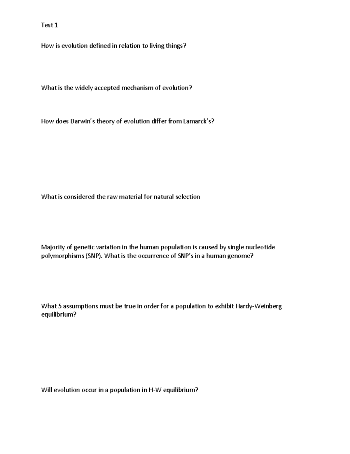 Evolution and Diversity - Test 1 How is evolution defined in relation ...