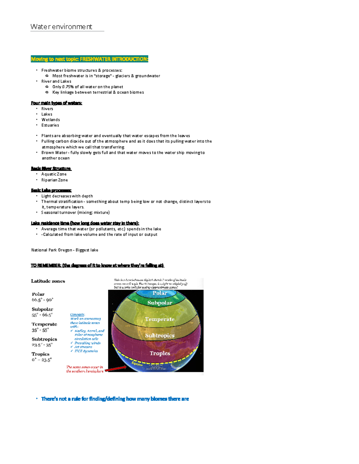 Ecology-Water Environment - Water environment Moving to next topic ...