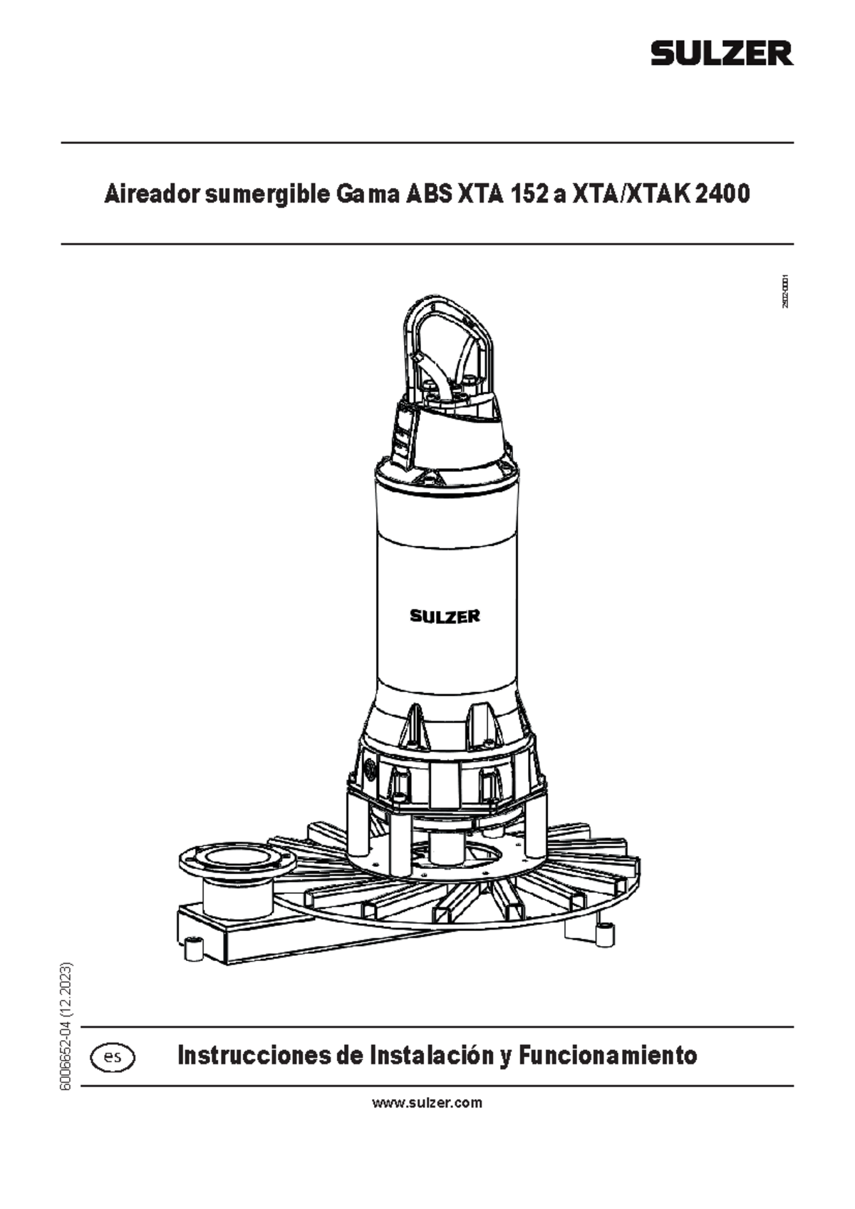 XTA XTAK Installation and Operating Instructions - sulzer 2502- Aireador sumergible Gama ABS XTA ...