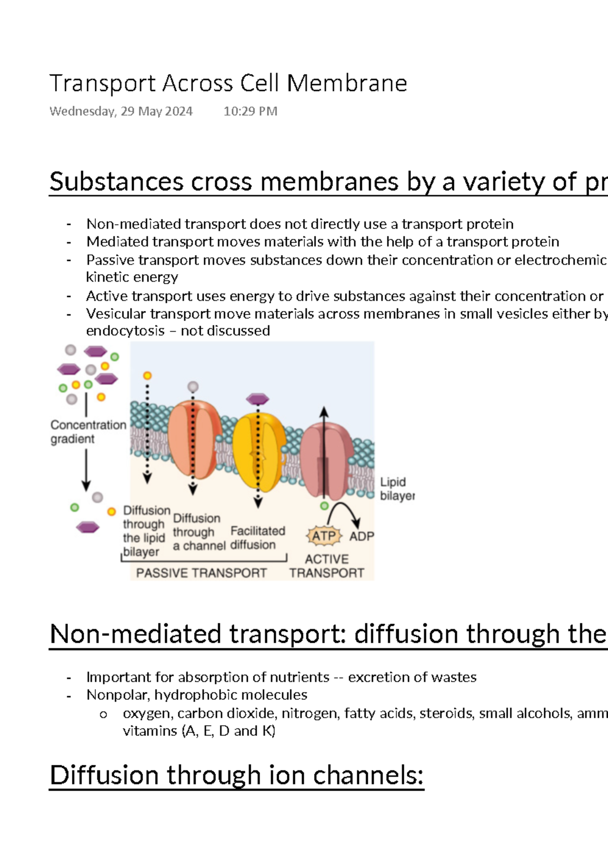 Transport Across Cell Membrane - Substances cross membranes by a ...