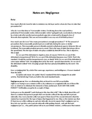 Negligence Analysis - MindMap - NEGLIGENCE ANALYSIS Duty Harm Cause in ...