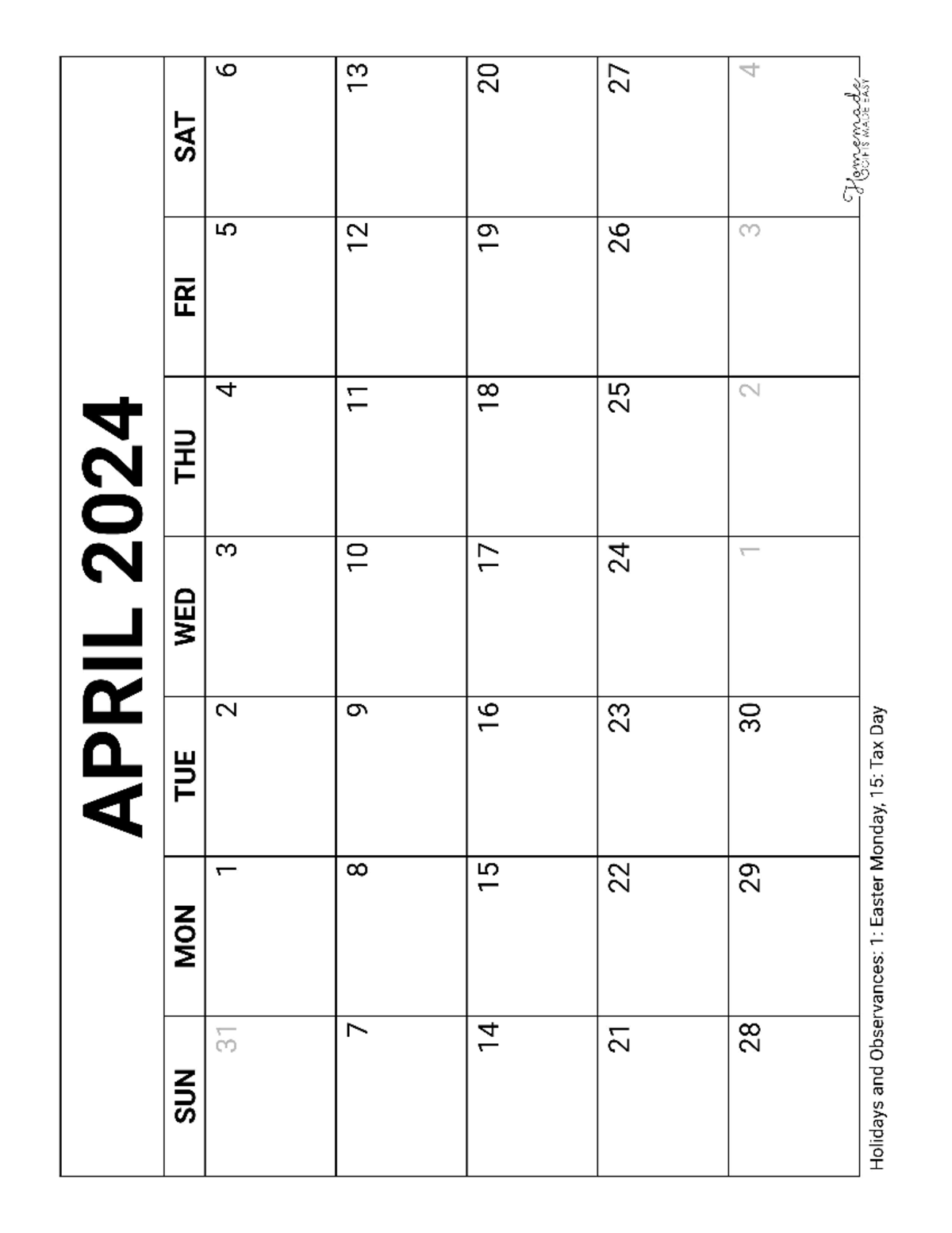 April calendar 2024 printable blank - Fundamentals Of Accounting - Studocu