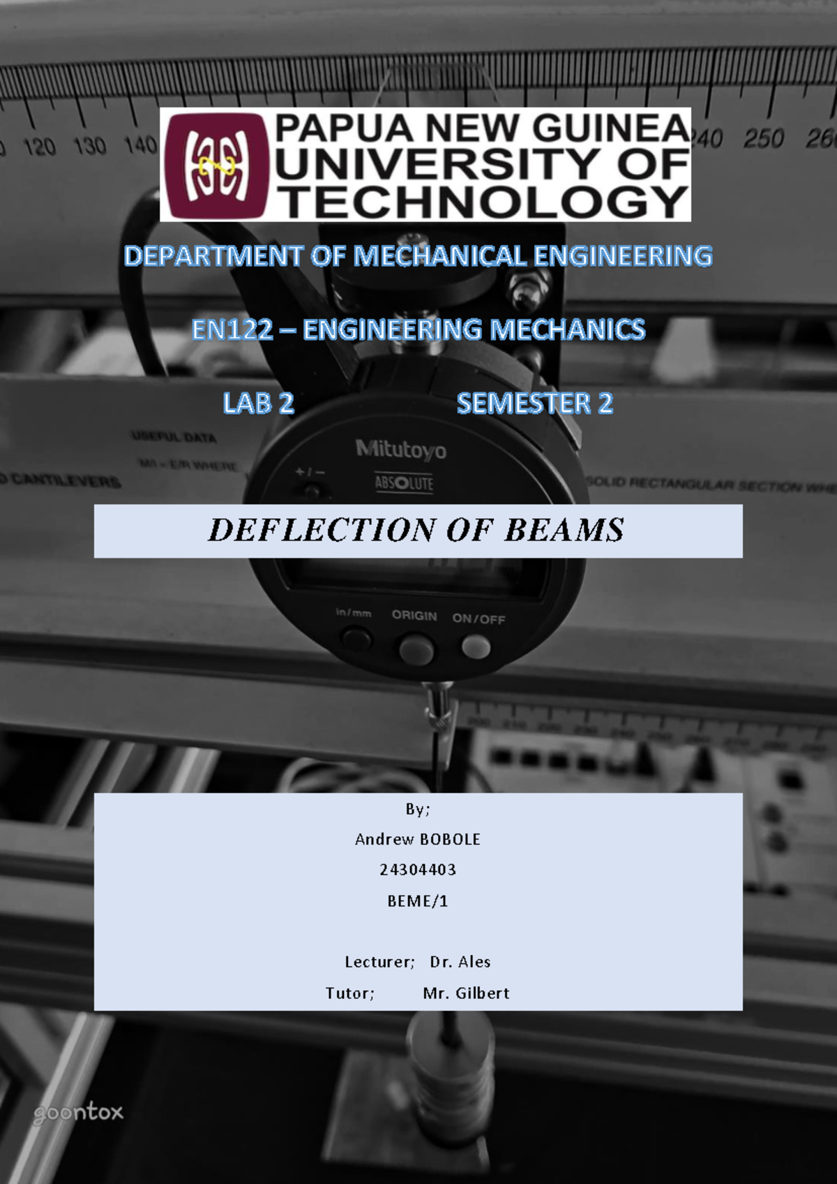 LAB 2. Deflection OF Cantilever AND Simply Supported Beams - EN 122 ...