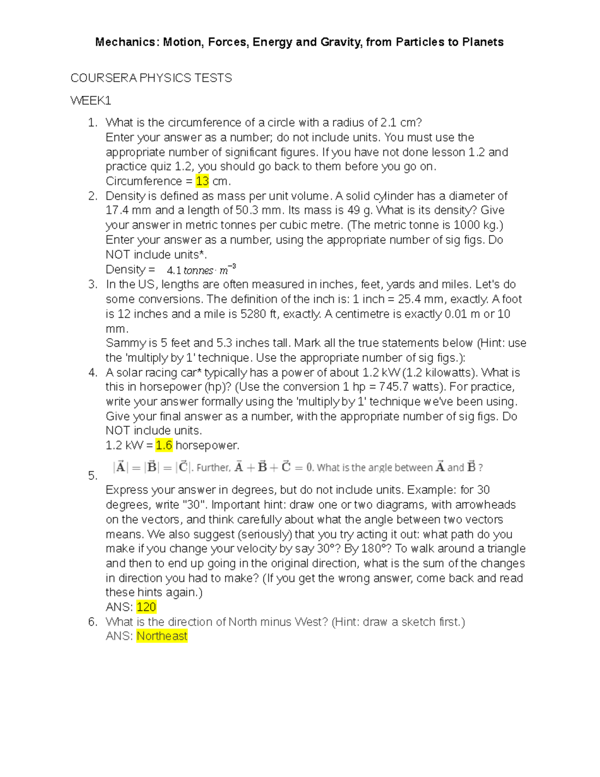 Physics Coursera WEEK 12 Tests Map a Studocu