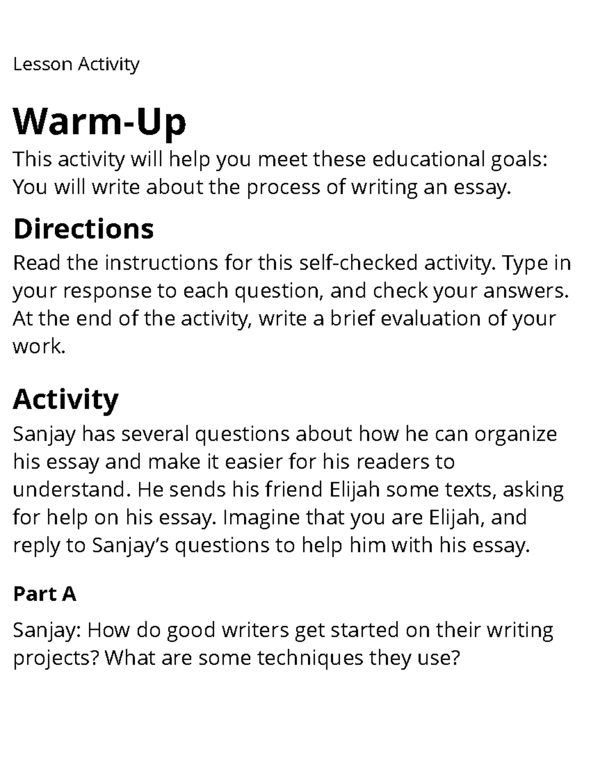 The Ups and Downs of Adolescence Tutorial - Lesson Activity Warm-Up ...