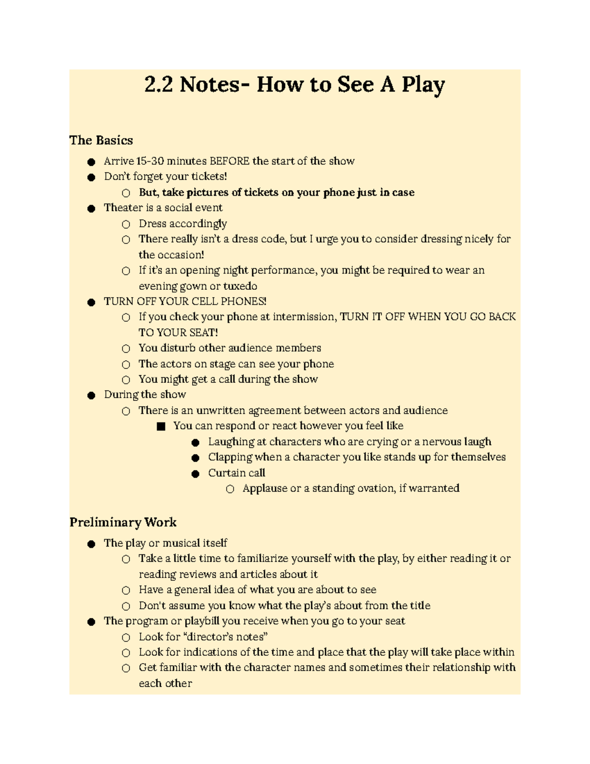 2.2 Notes- How to See A Play - 2 Notes- How to See A Play The Basics ...