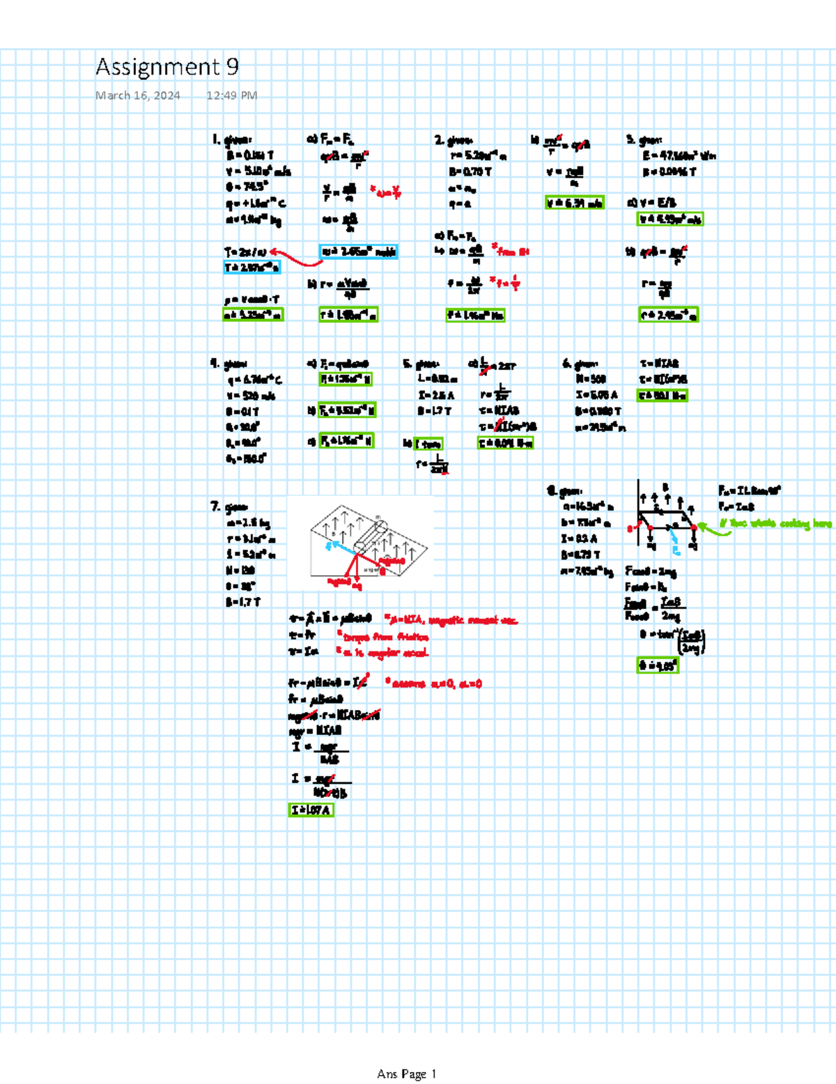 Ans Assignment 9 Solutions - Phys 102 - Assignment 9 March 16, 2024 12:49 PM I. given: a) 2 ...