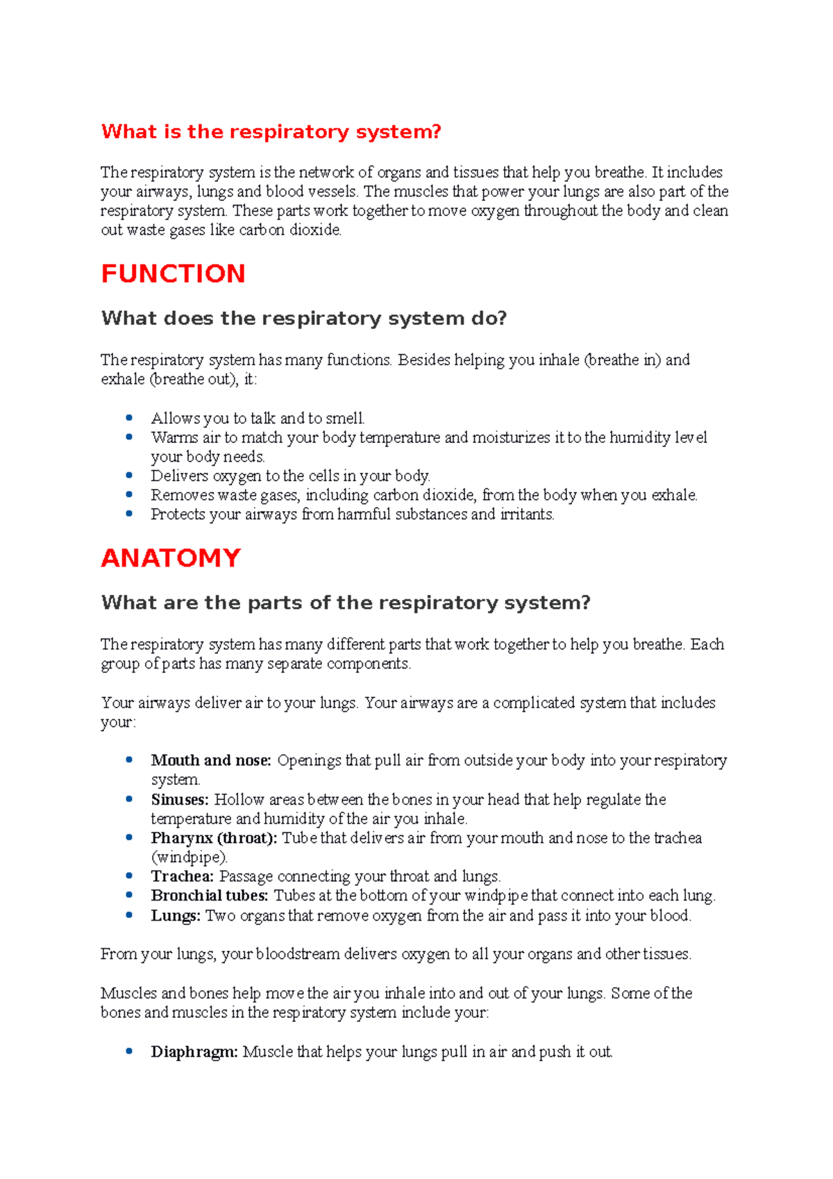 Respiratory system - It includes your airways, lungs and blood vessels ...