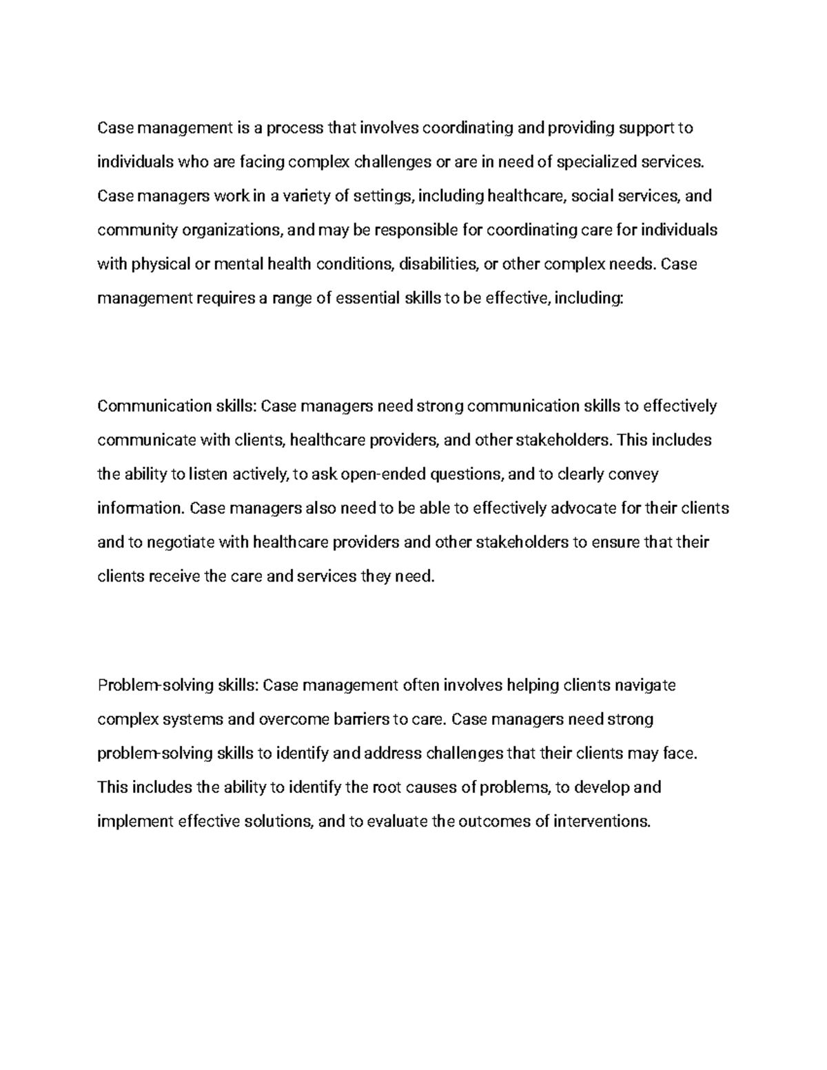 Case management essential skills - Case management is a process that ...