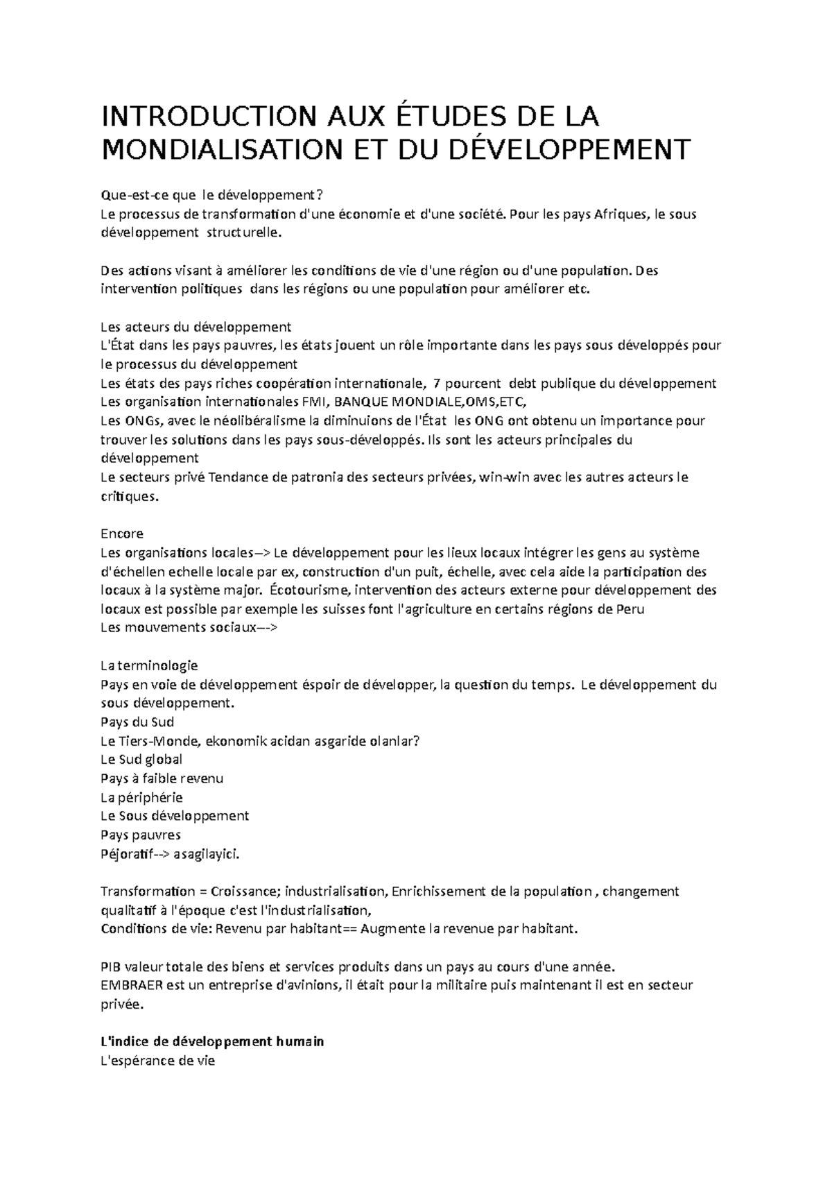 Introduction AUX Études DE LA Mondialisation ET DU Développement ...