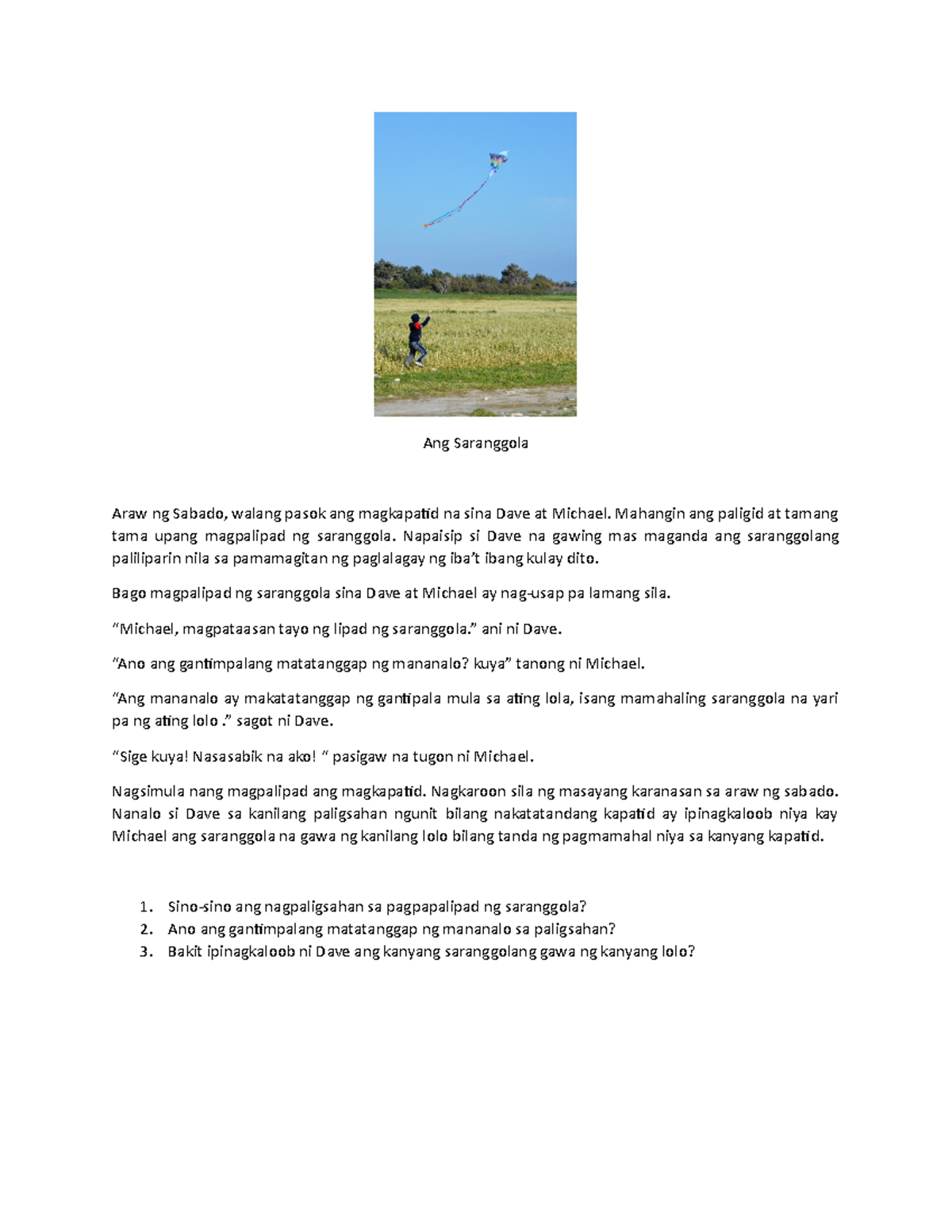 Ang Saranggula - happy to serve you - Ang Saranggola Araw ng Sabado ...