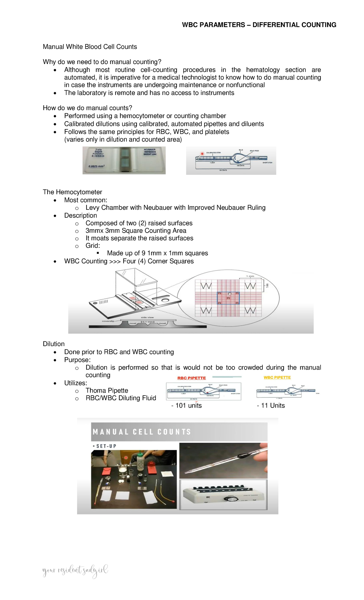 WBC- Parameters - goodluck - Manual White Blood Cell Counts Why do we ...