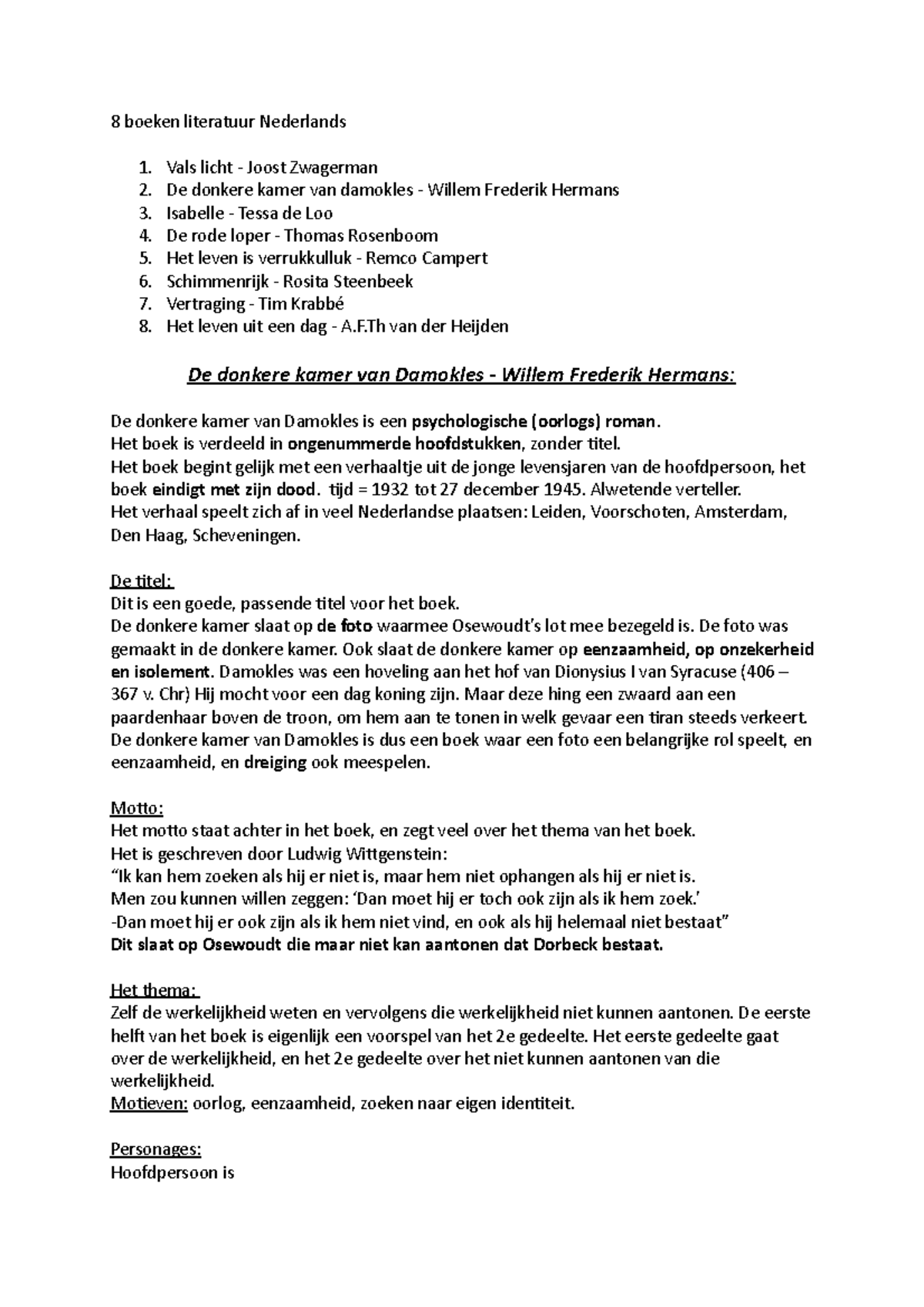 8 boeken literatuur Nederlands - 8 boeken literatuur Nederlands Vals ...