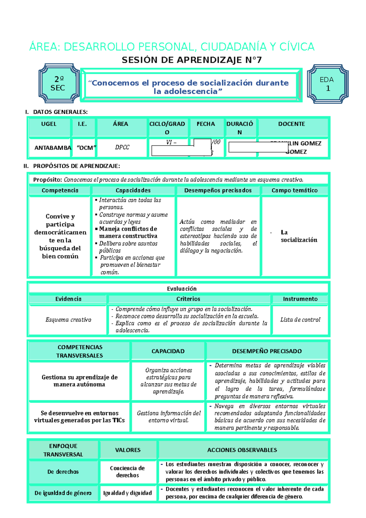 2° Sesión DE Aprendizaje Sesión 7-SEM.4-EXP. 25 Agosto - SESIÓN DE APRENDIZAJE N° I. DATOS - Studocu