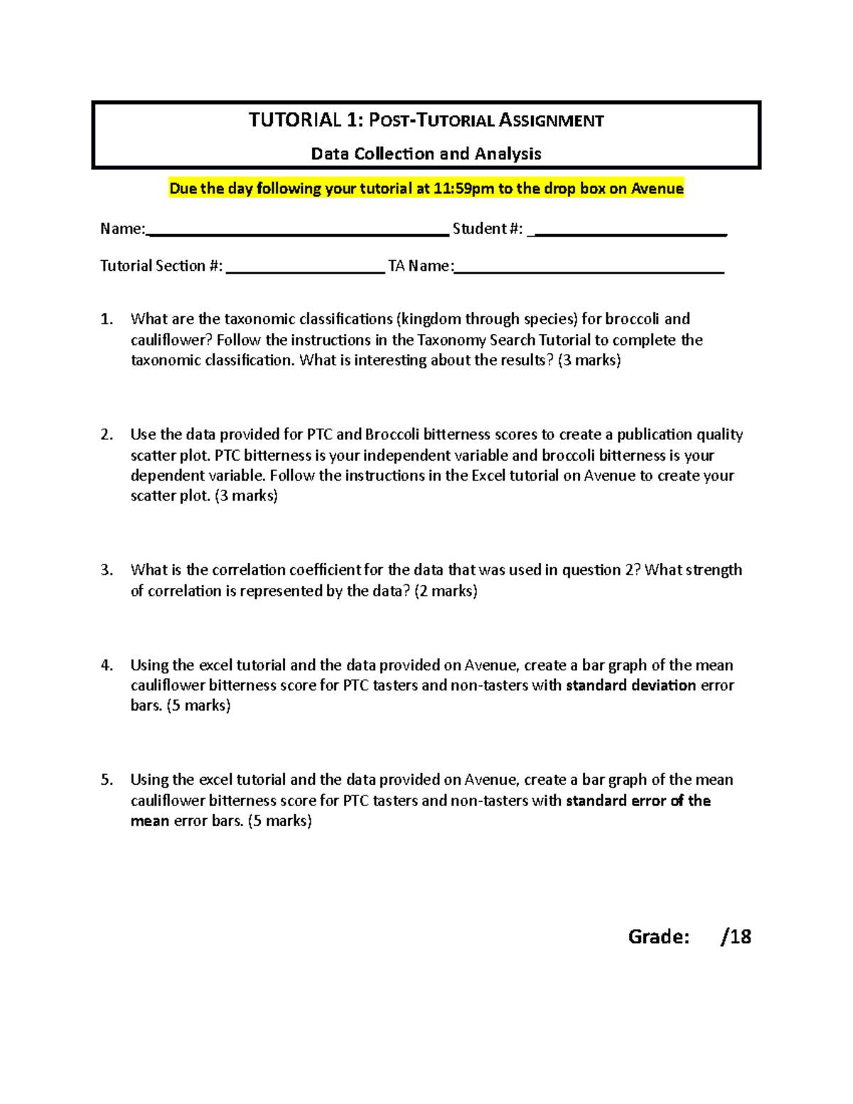 Tutorial 1 Data Collection And Analysis Assignment W23 Tutorial 1 Post Tutorial Assignment