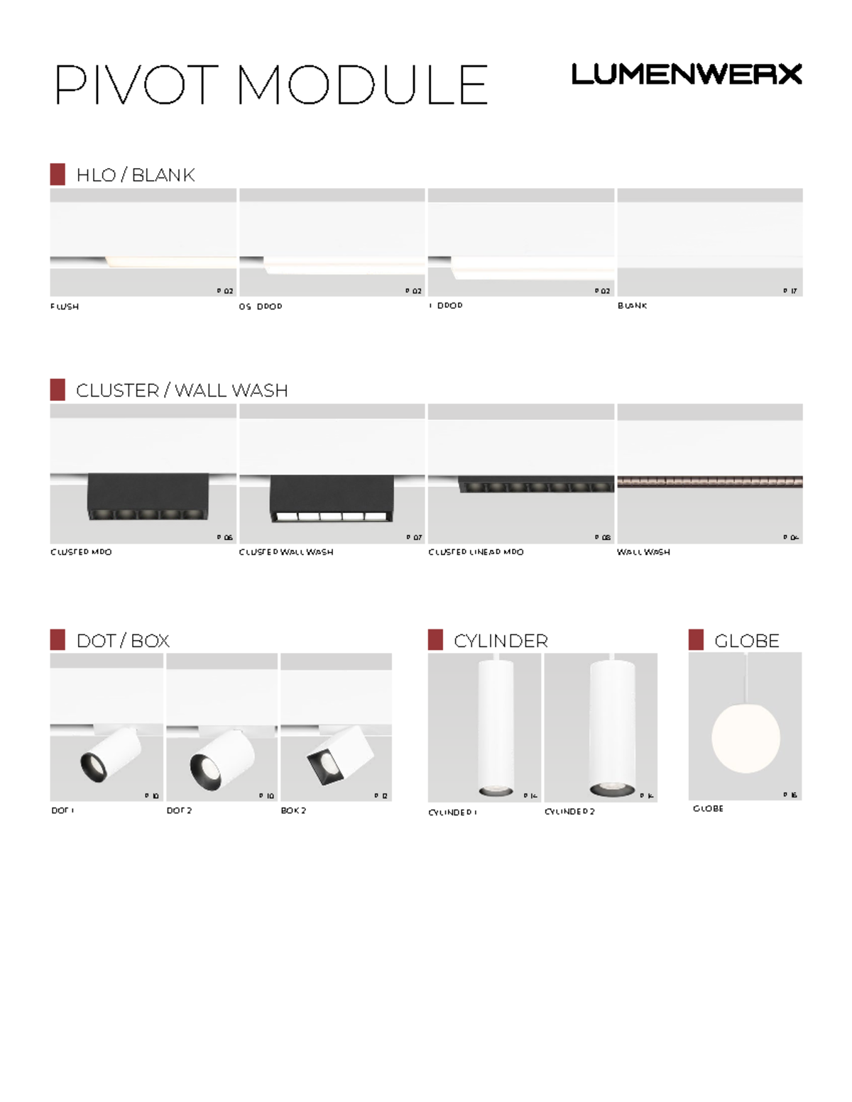 Pivot- Module-SPEC - None - P. 17 P. 16 CLUSTER / WALL WASH DOT / BOX ...