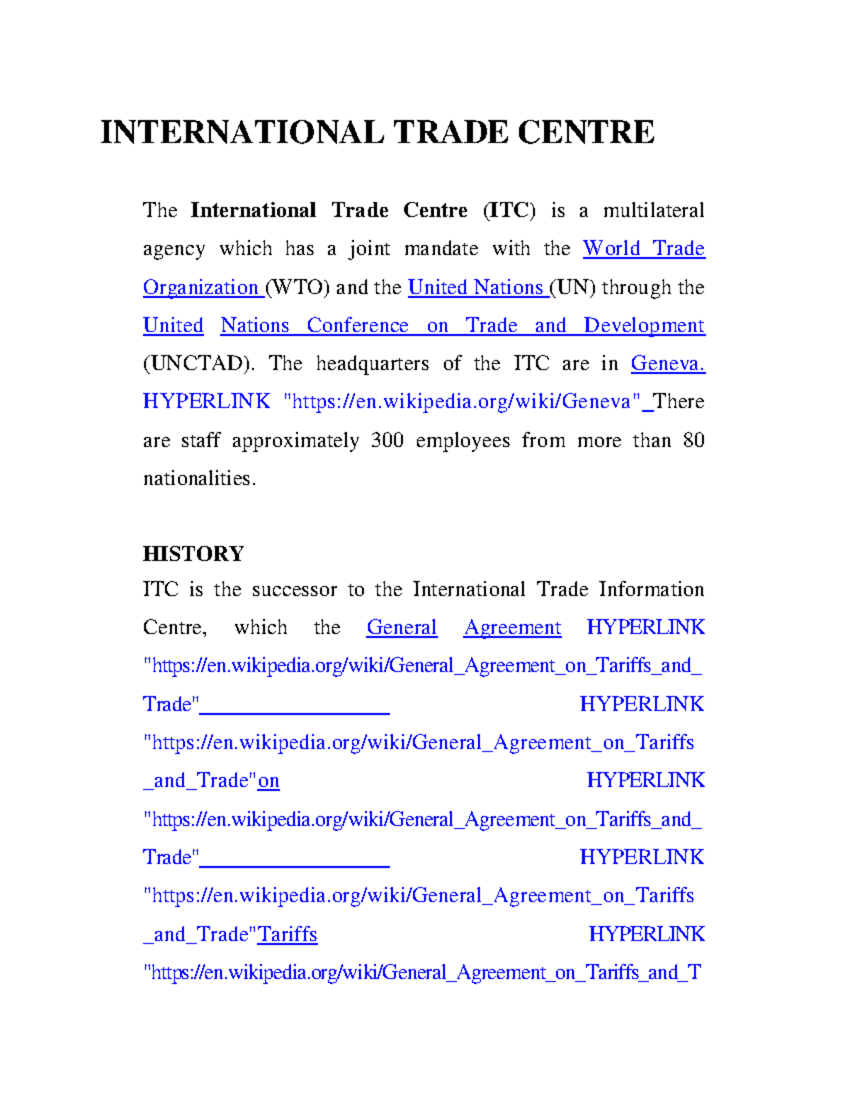 International Trade Centre - The headquarters of the ITC are in Geneva ...