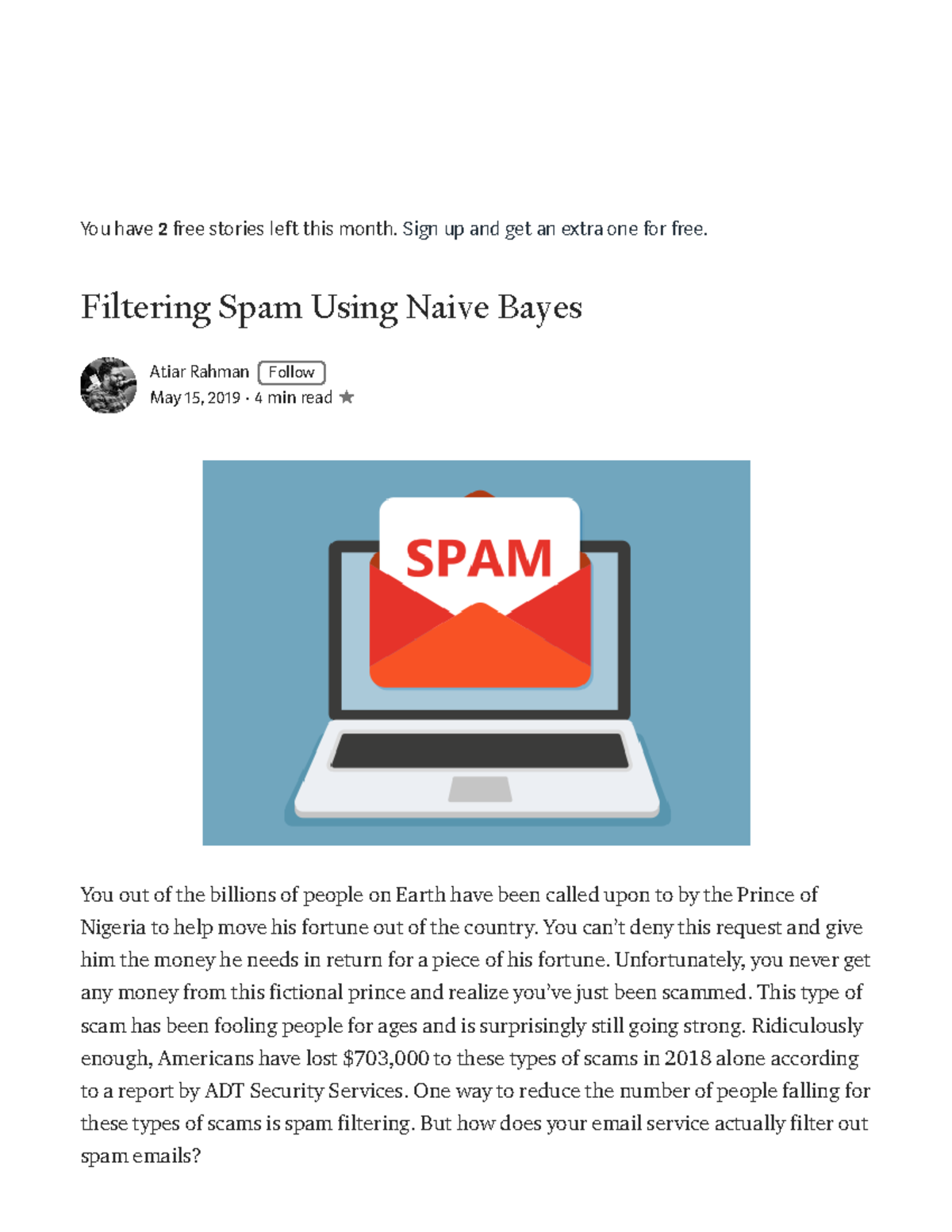 Filtering Spam Using Naive Bayes - Towards Data Science - Filtering ...