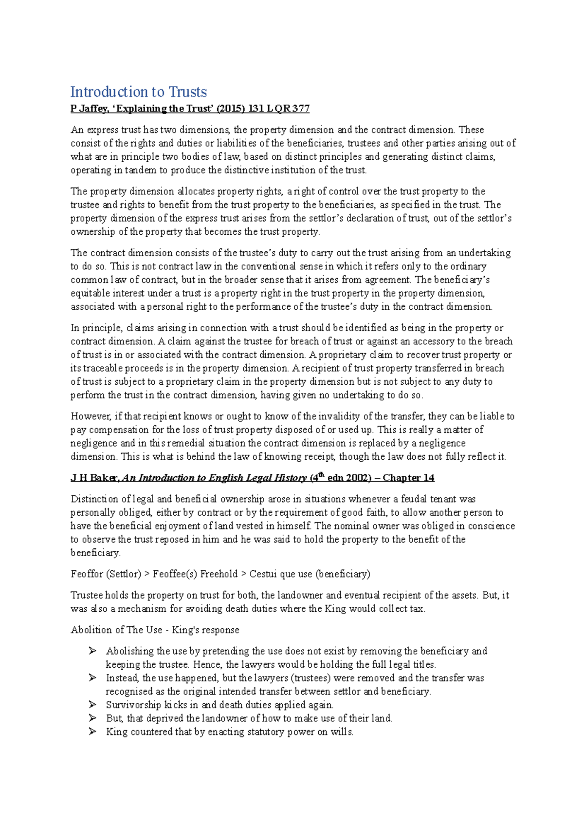 Trusts - All notes on Trust for Newcastle University - Introduction to ...