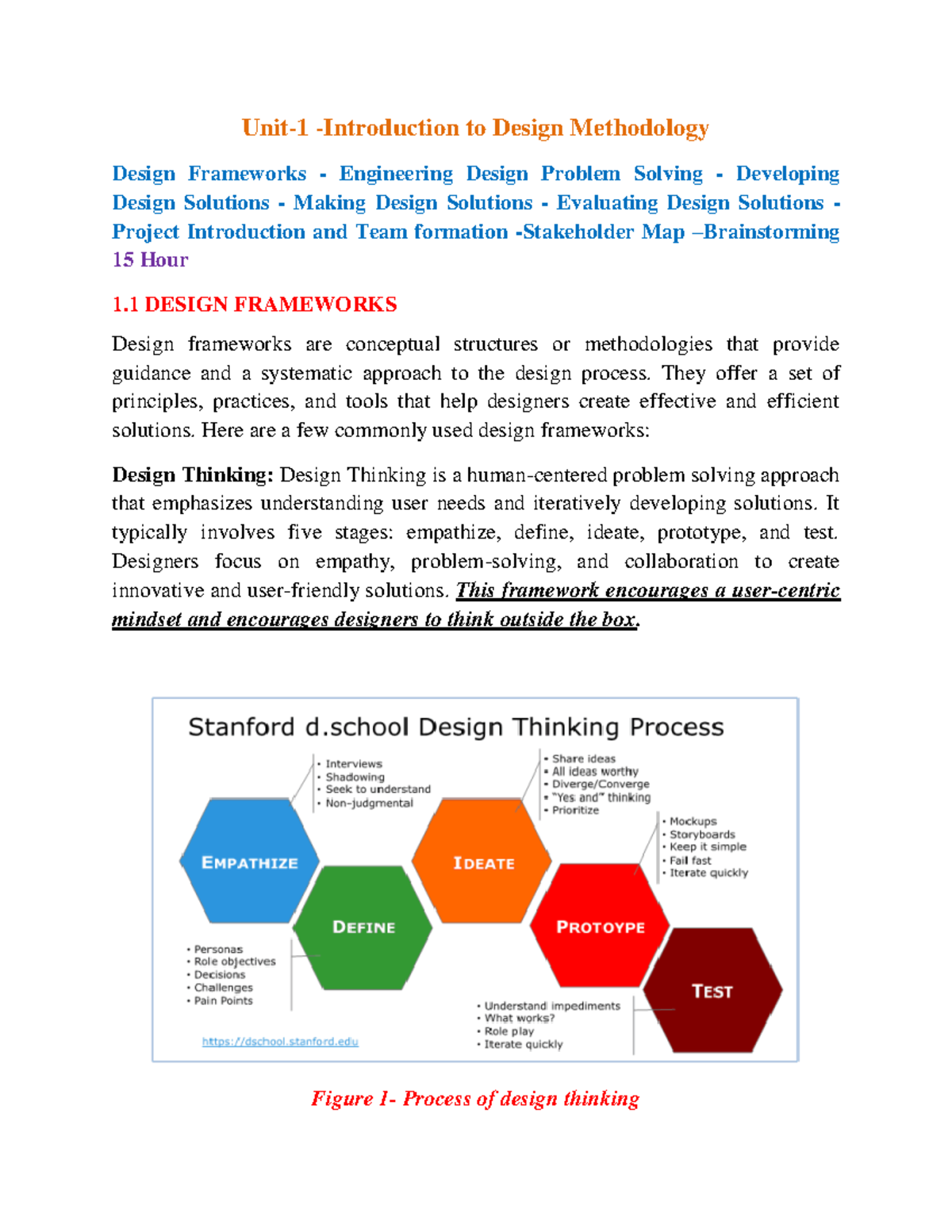 UNIT 1 DTM - dtm 1 - Unit-1 -Introduction to Design Methodology Design Frameworks - Engineering ...