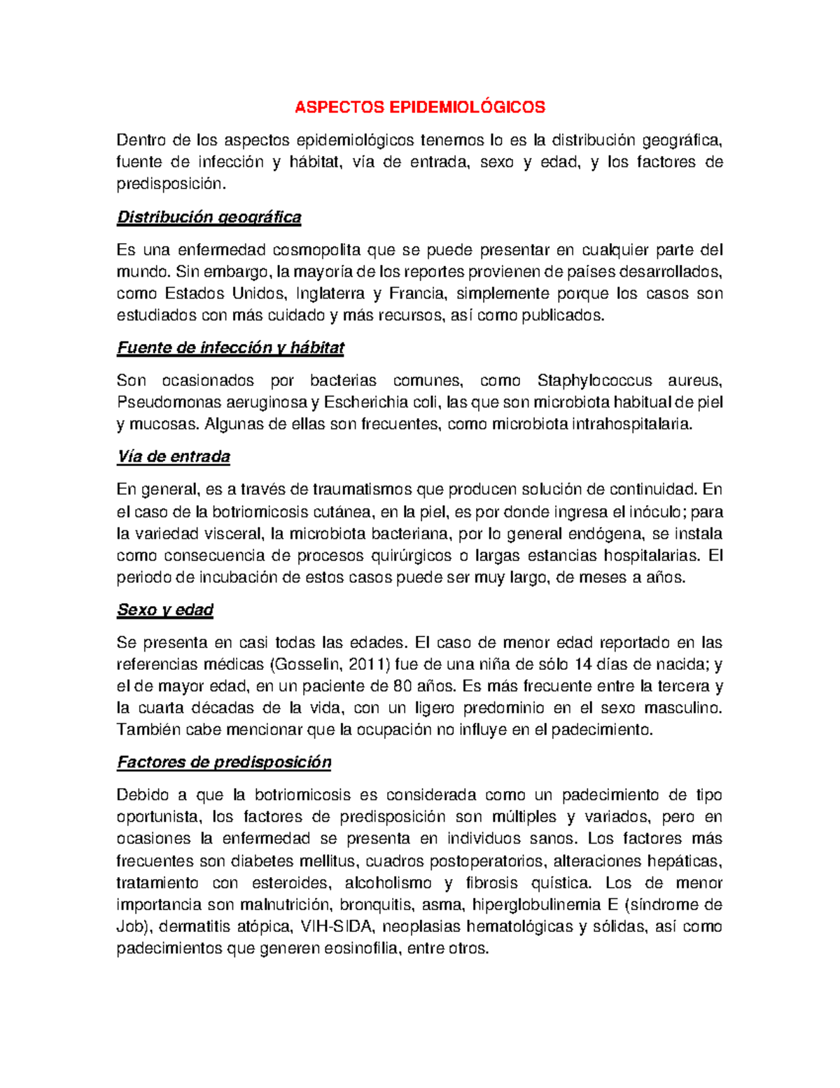 Aspectos epidemiológicos y Patogenia Botriomicosis - ASPECTOS ...