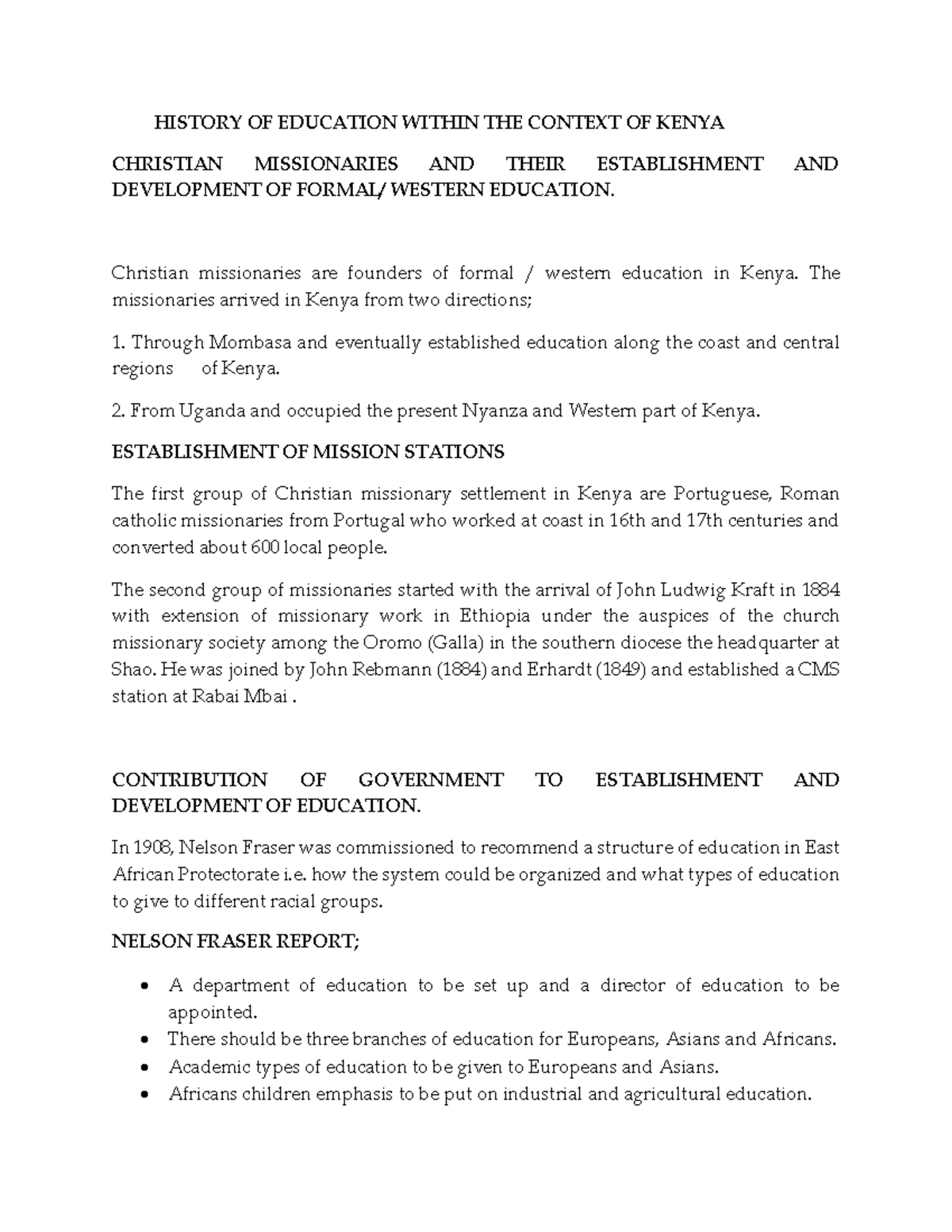 EDUF 121 Topic 9 History OF Education Within THE Context OF Kenya ...