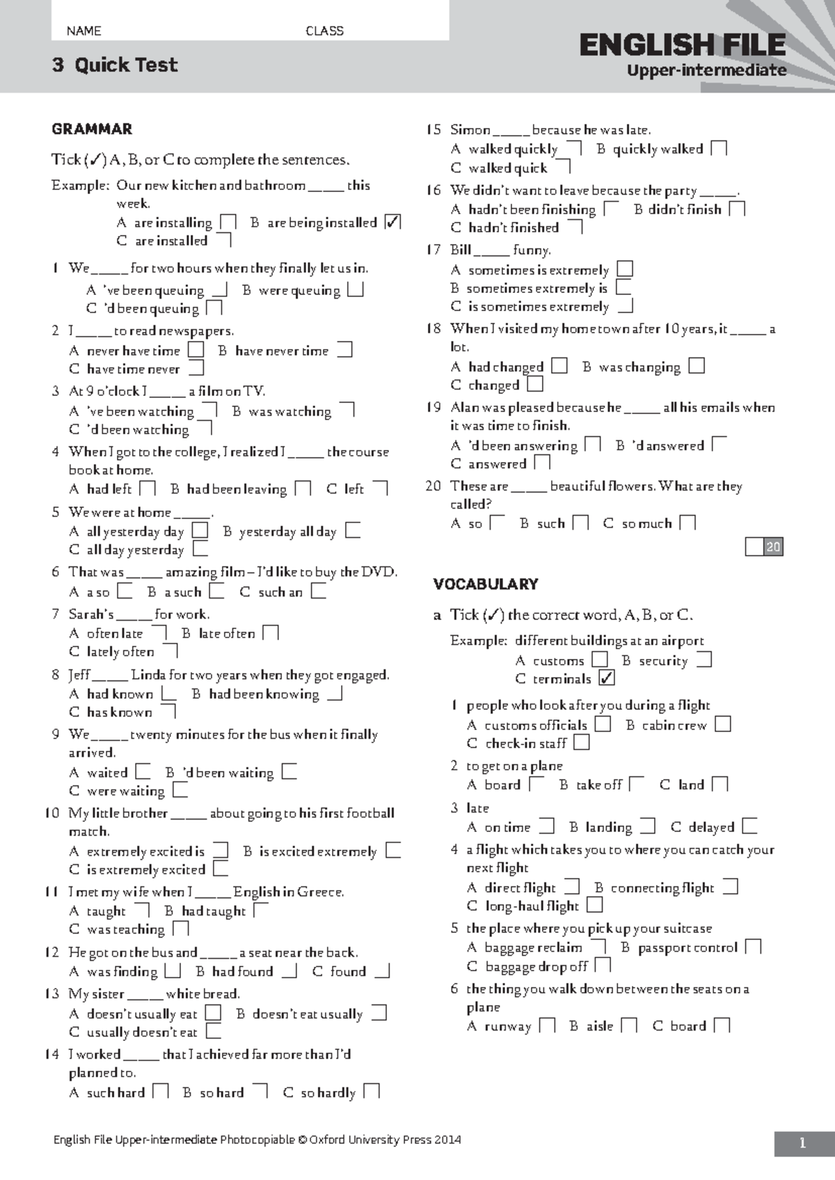 384560085 Test English File - English F i l e U p p e r - i n t e r m e ...