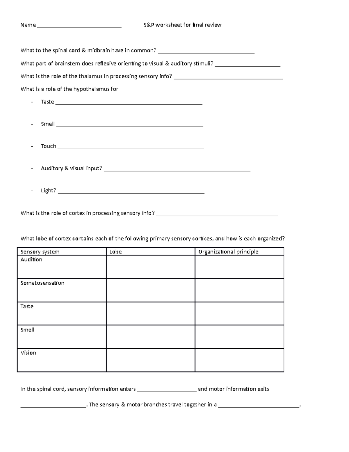 Semester review worksheet-1 - Name ___________________________ S&P ...