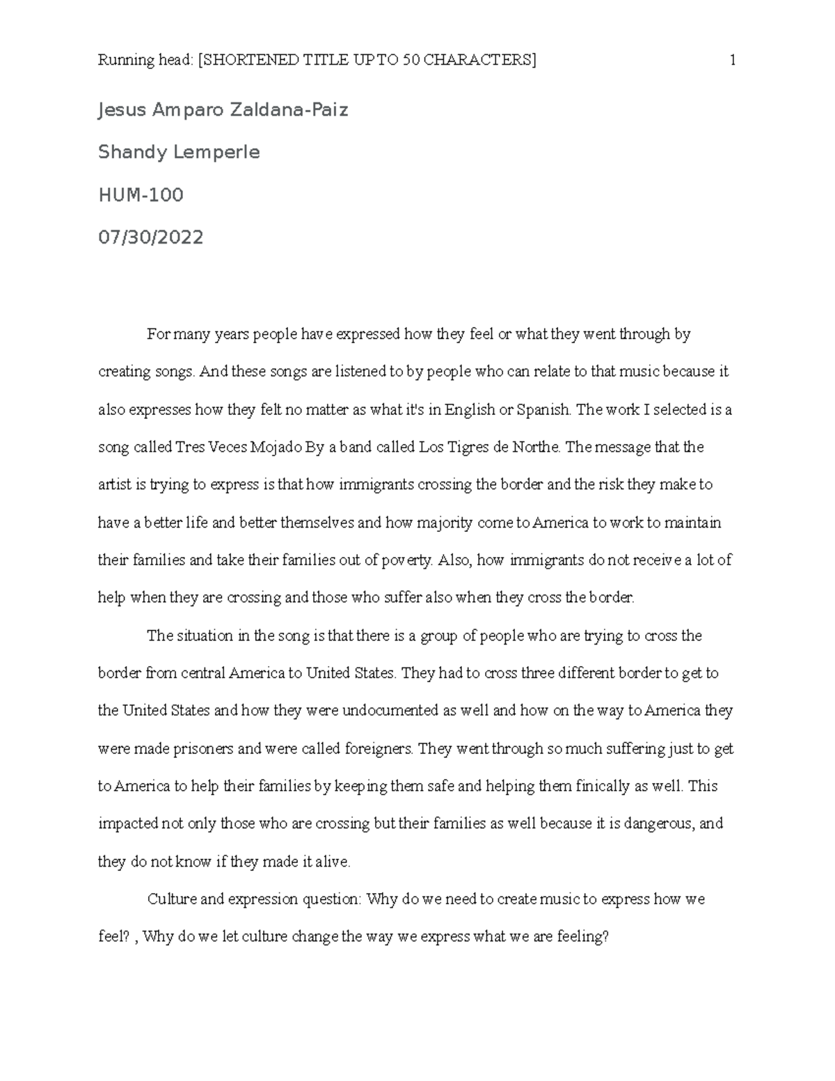 Module 4-2 - week 4 - Running head: [SHORTENED TITLE UP TO 50 ...