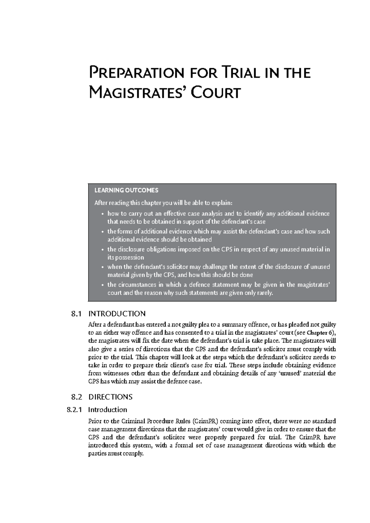 Preparation for Trial at the Magistrates Court - The magistrates will ...