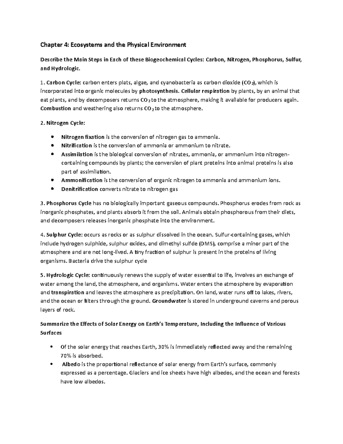 Chapter 4 Ecosystems and the Physical Environment - Chapter 4 ...