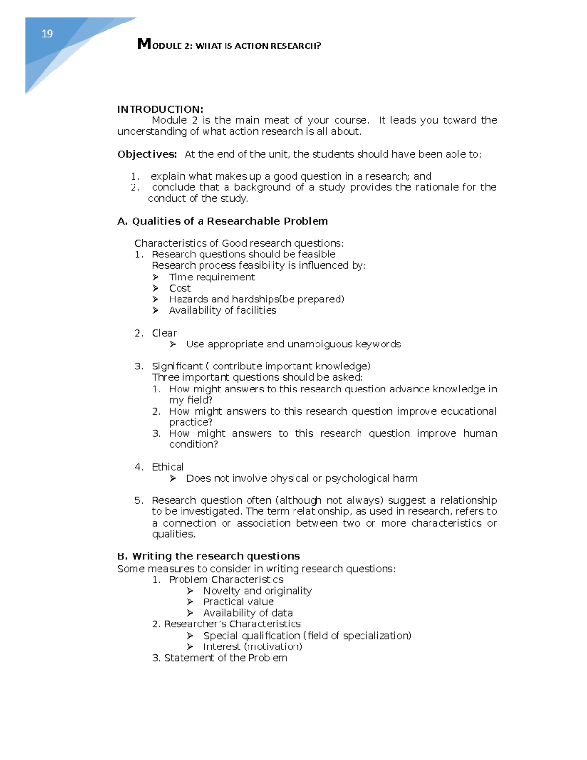 Module 2 What is Action Research - MODULE 2: WHAT IS ACTION RESEARCH ...