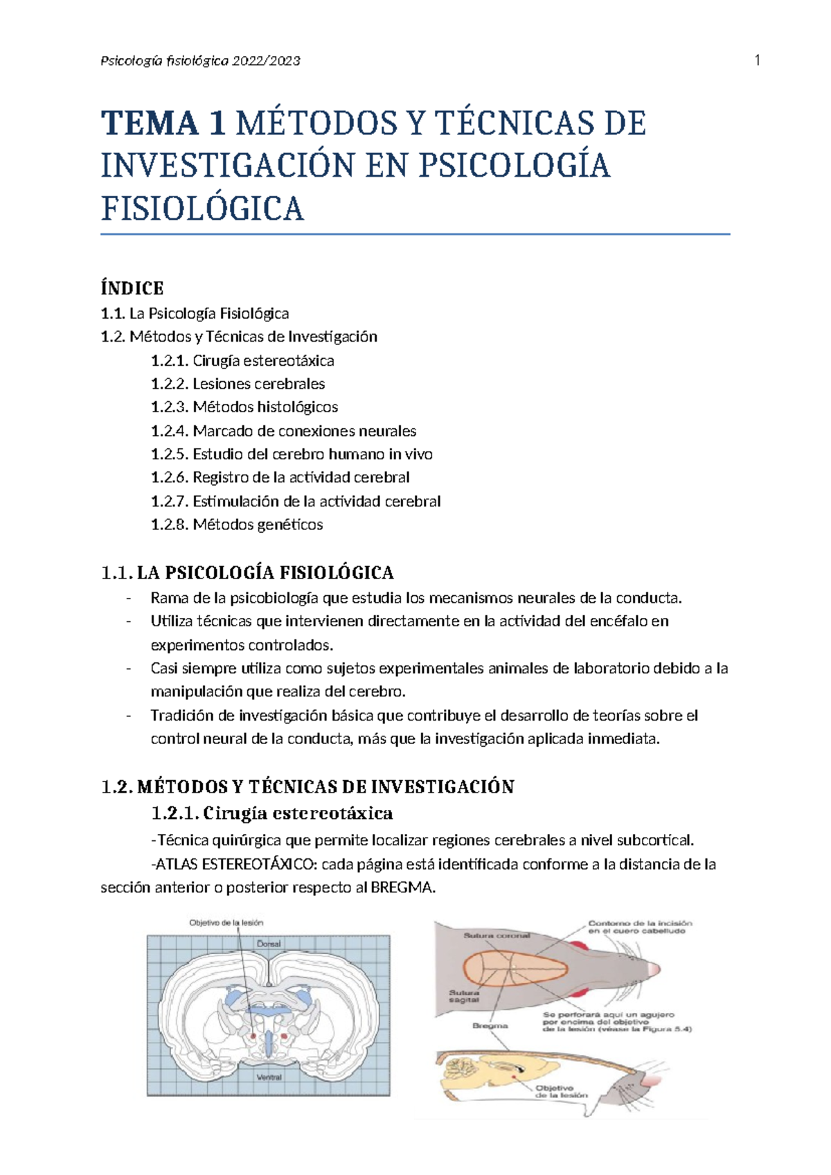 TEMA 1 Métodos Y Técnicas DE Investigación EN Psicología Fisiológica ...